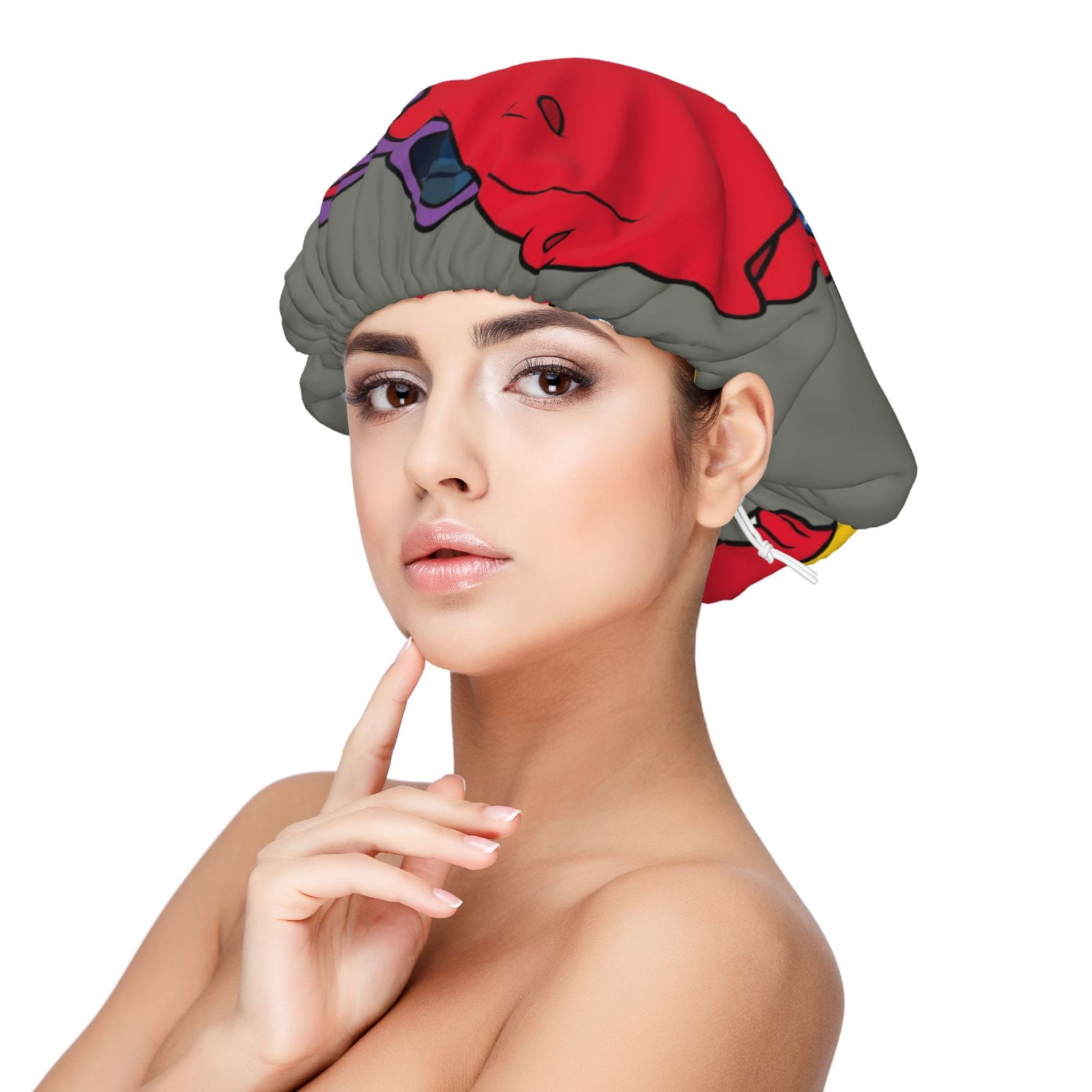 Fuzoiu Dinosaur Super Hero Cartoon Print Adult’s Satin Sleeping Cap ...