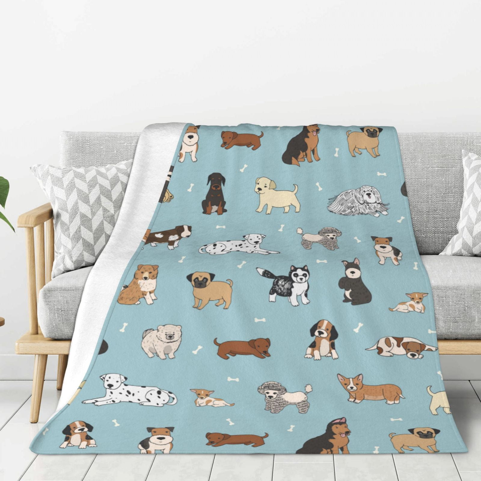 Fuzoiu Dog Pets Print Flannel Throw Blanket,Light Weight Warm ...