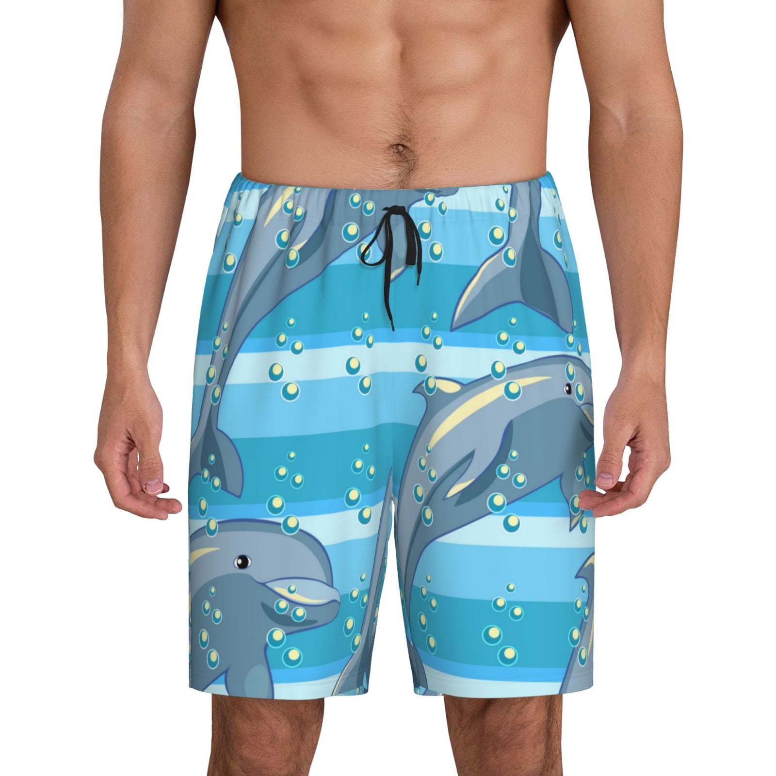 Fuzoiu Dolphin Print Pajama Shorts for Men, Men's Pajama Bottoms,Mens ...
