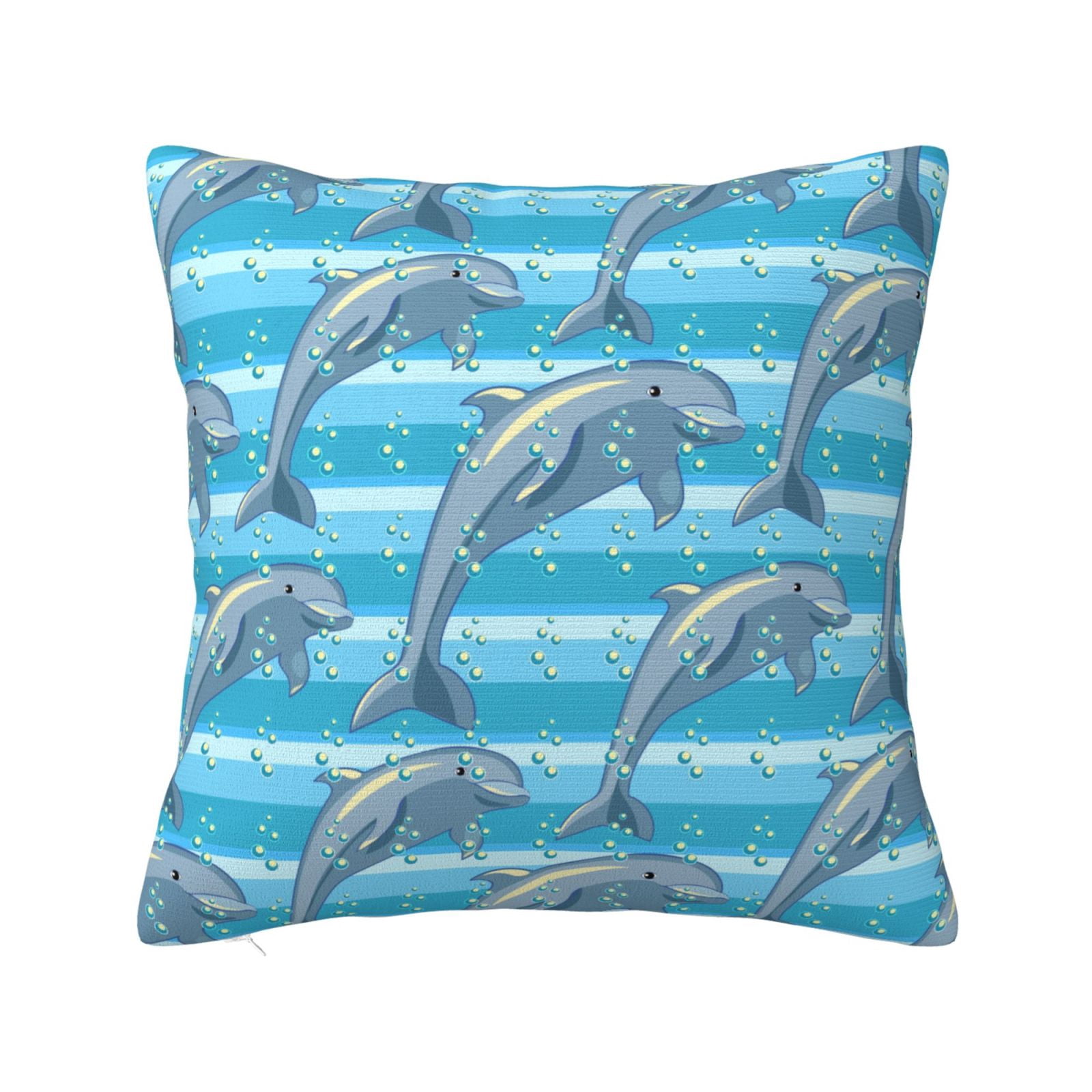 Fuzoiu Dolphin Print Square Pillow Cover,Hidden Zipper Design,Luxury ...