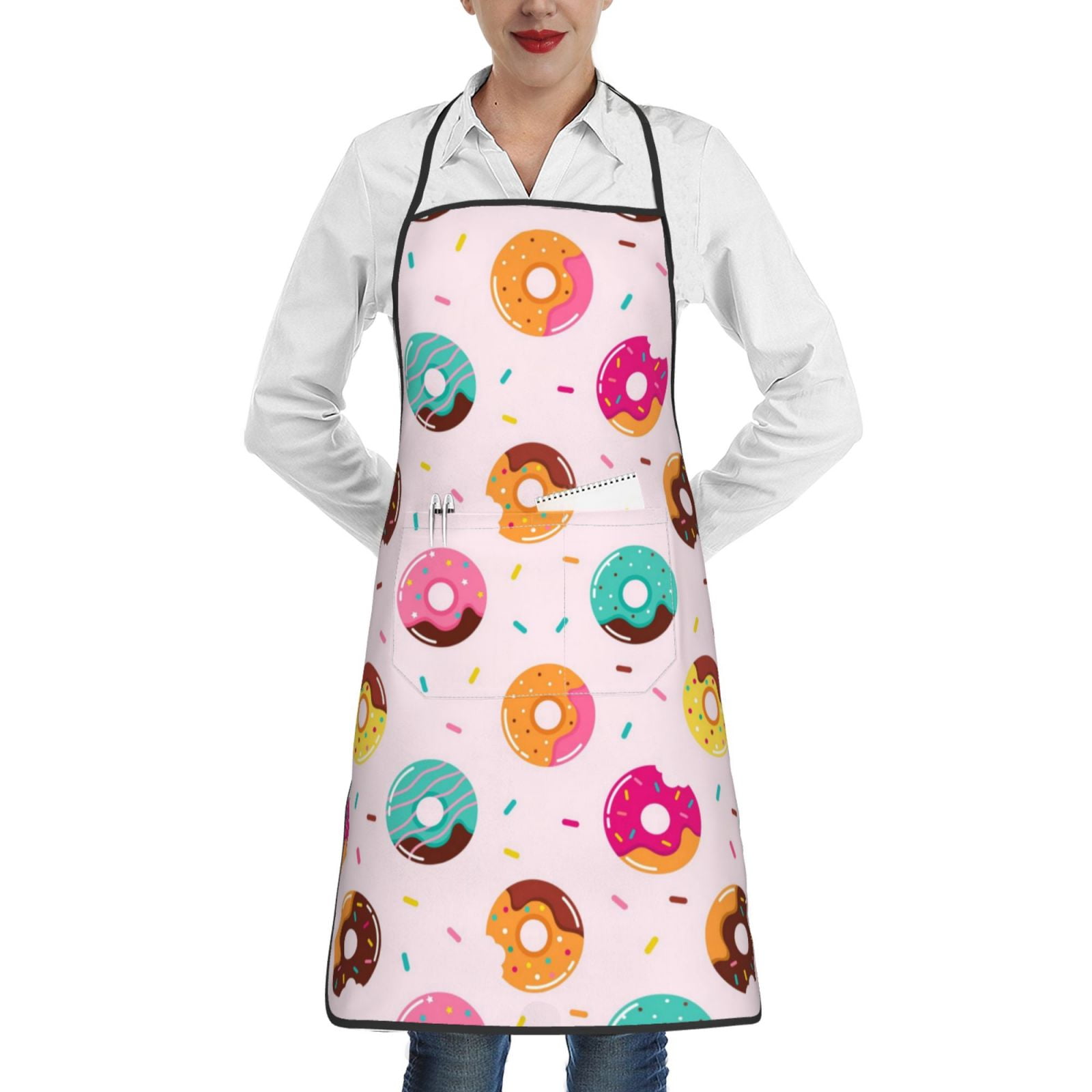 Fuzoiu Donut Print Kitchen Cooking Aprons,Kitchen Cooking BBQ Aprons ...