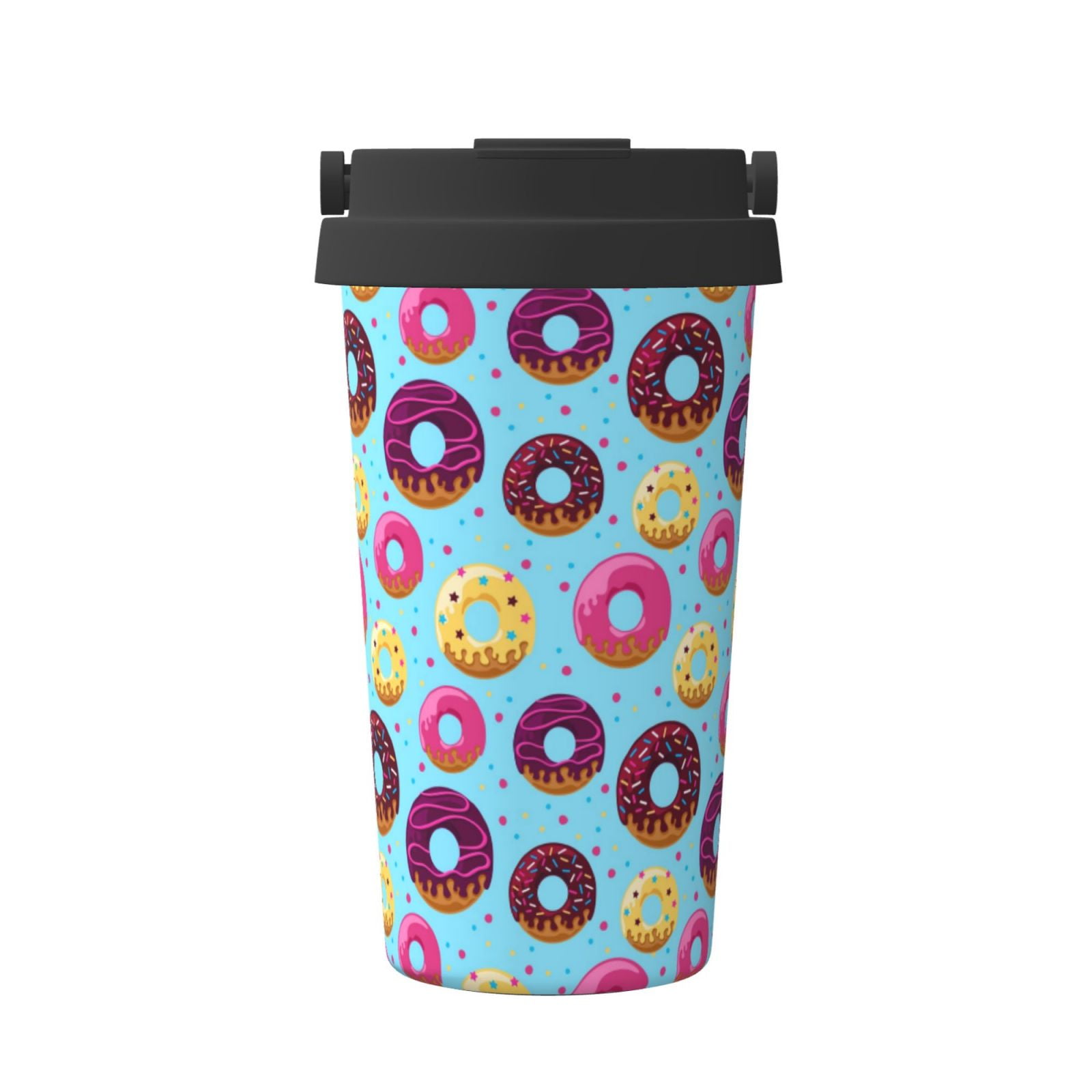 Fuzoiu Donuts Print Stainless Steel Travel Mug,Vacuum Insulated Coffee ...