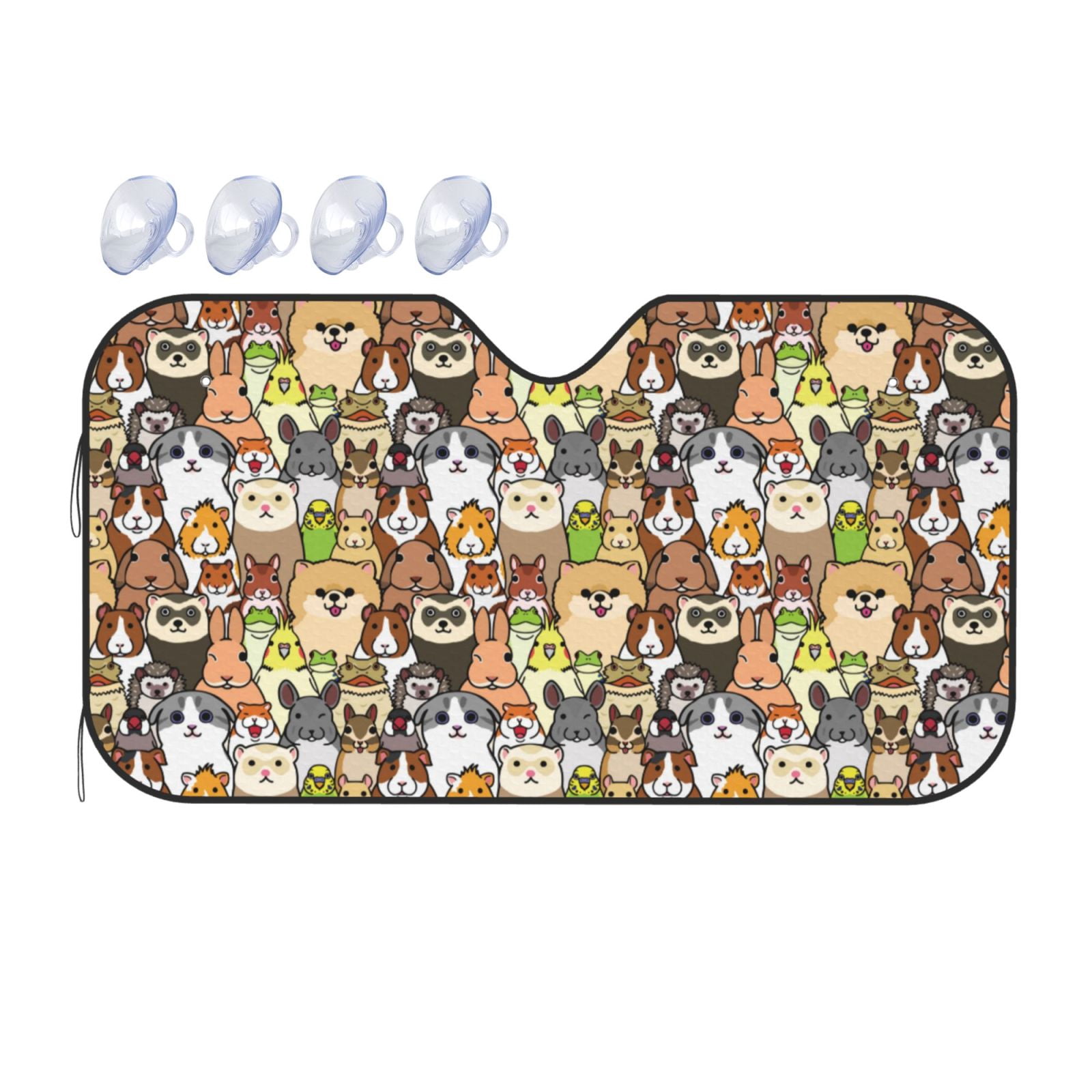 Fuzoiu Doodle Pet Animals Face Print Car Windshield Sunshade,Foldable ...