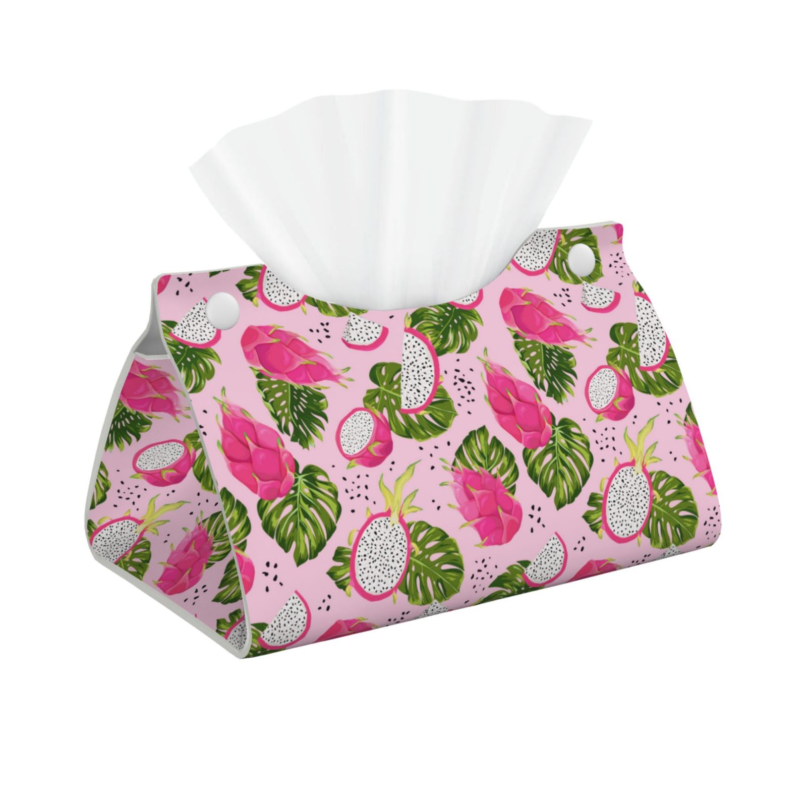 Fuzoiu Dragon Fruits Print Tissue Box Cover, PU Leather Tissue Holder ...