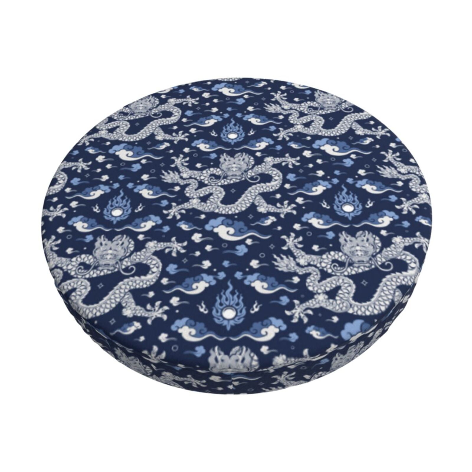 Fuzoiu Dragon Print Bar Stool Cushions, Super Breathable Round Bar ...