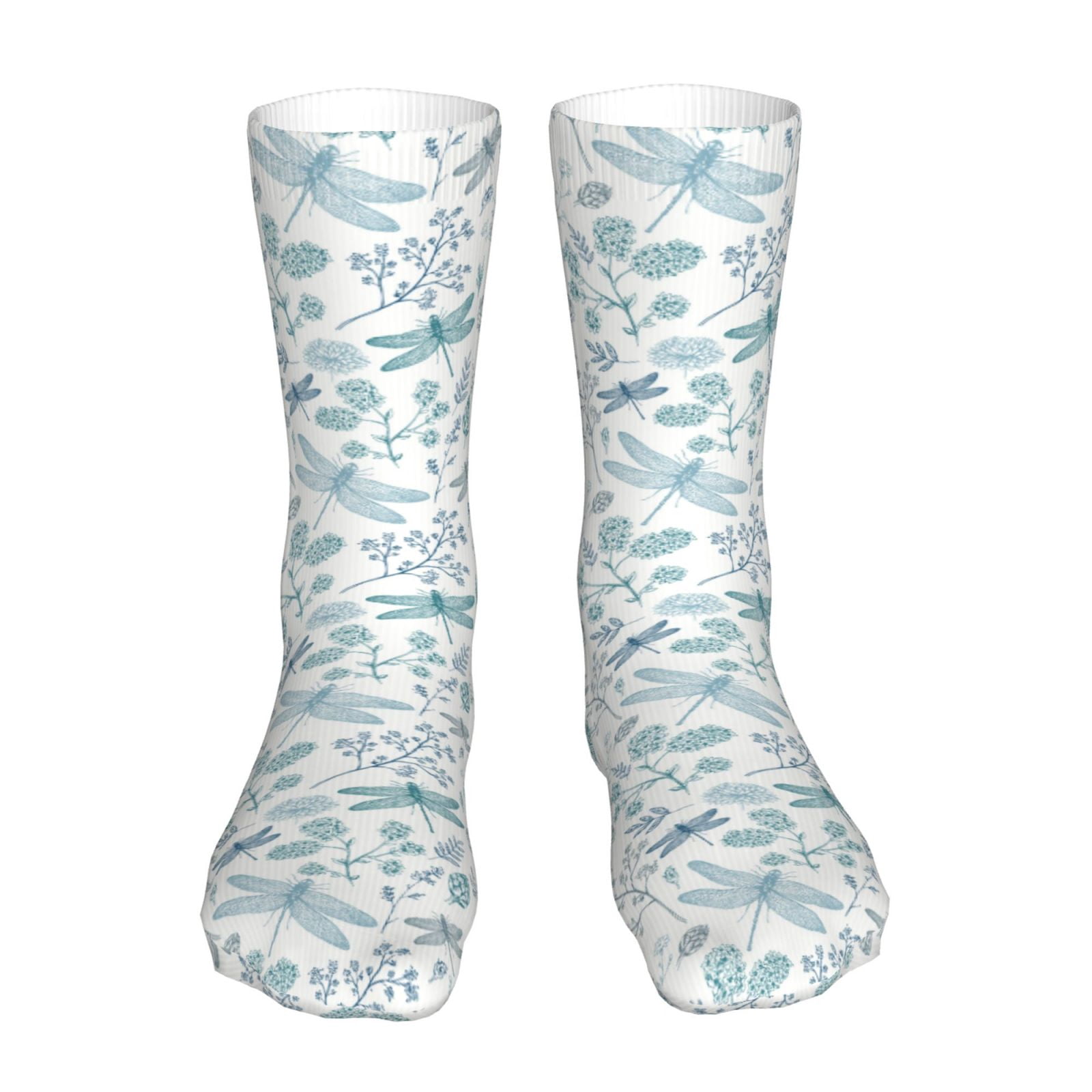 Fuzoiu Dragonfly Print Crew Socks,Casual Athletic Gym LightWeight Thin ...