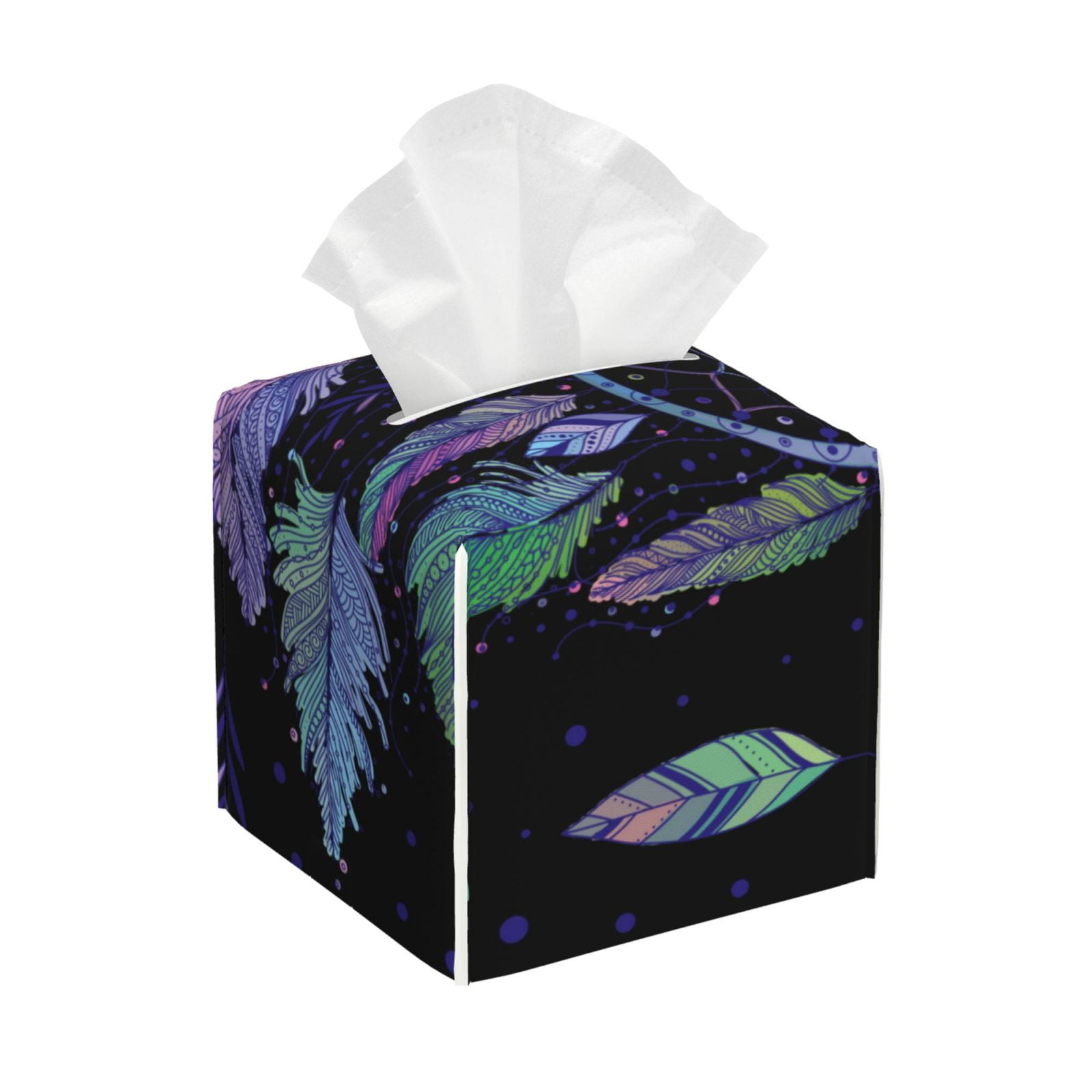 Fuzoiu Dreamcatcher With Colorful Feathers Print Tissue Box Cover ...