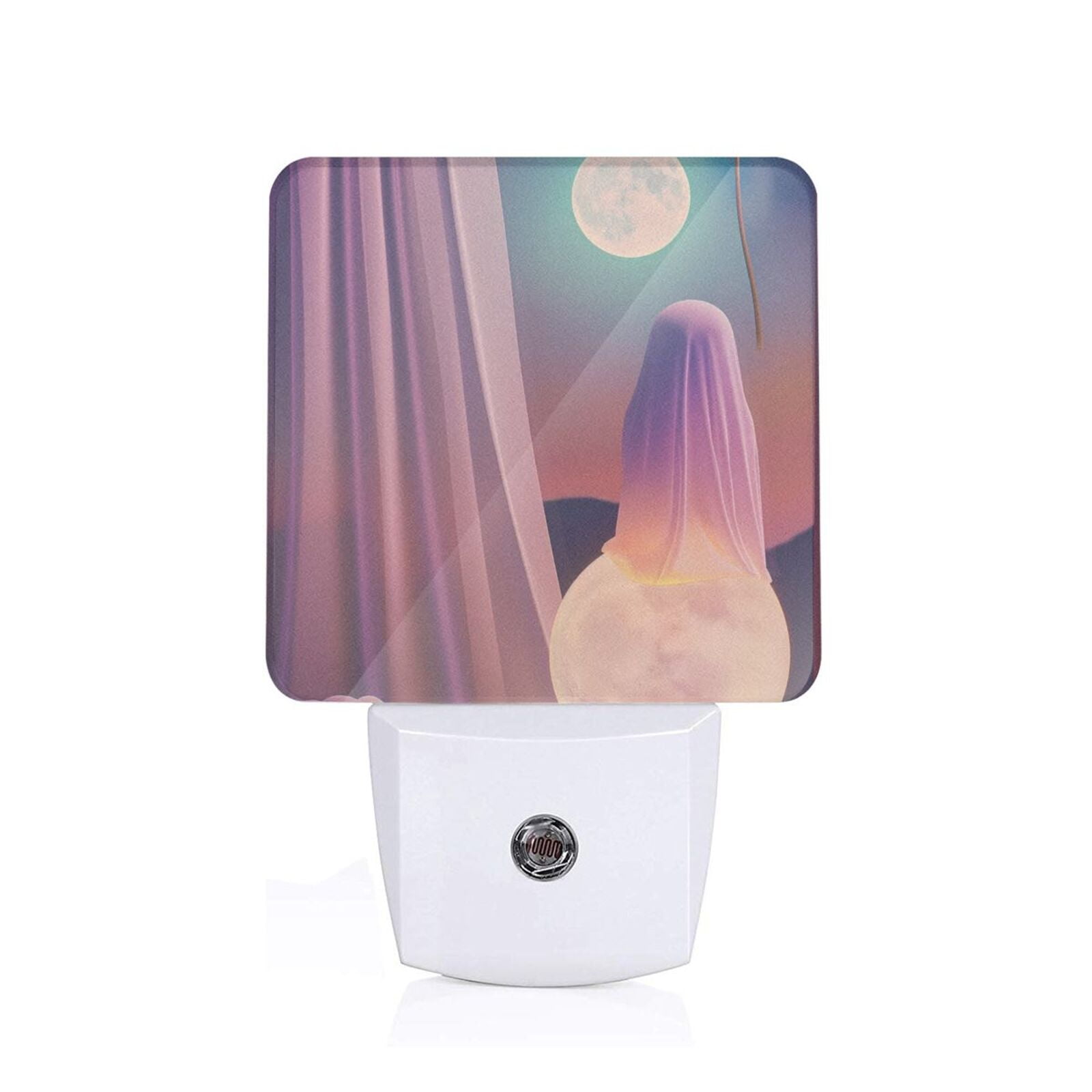 Fuzoiu Dreamy Moonlit Window Print Dusk to Dawn LED Night Light with ...