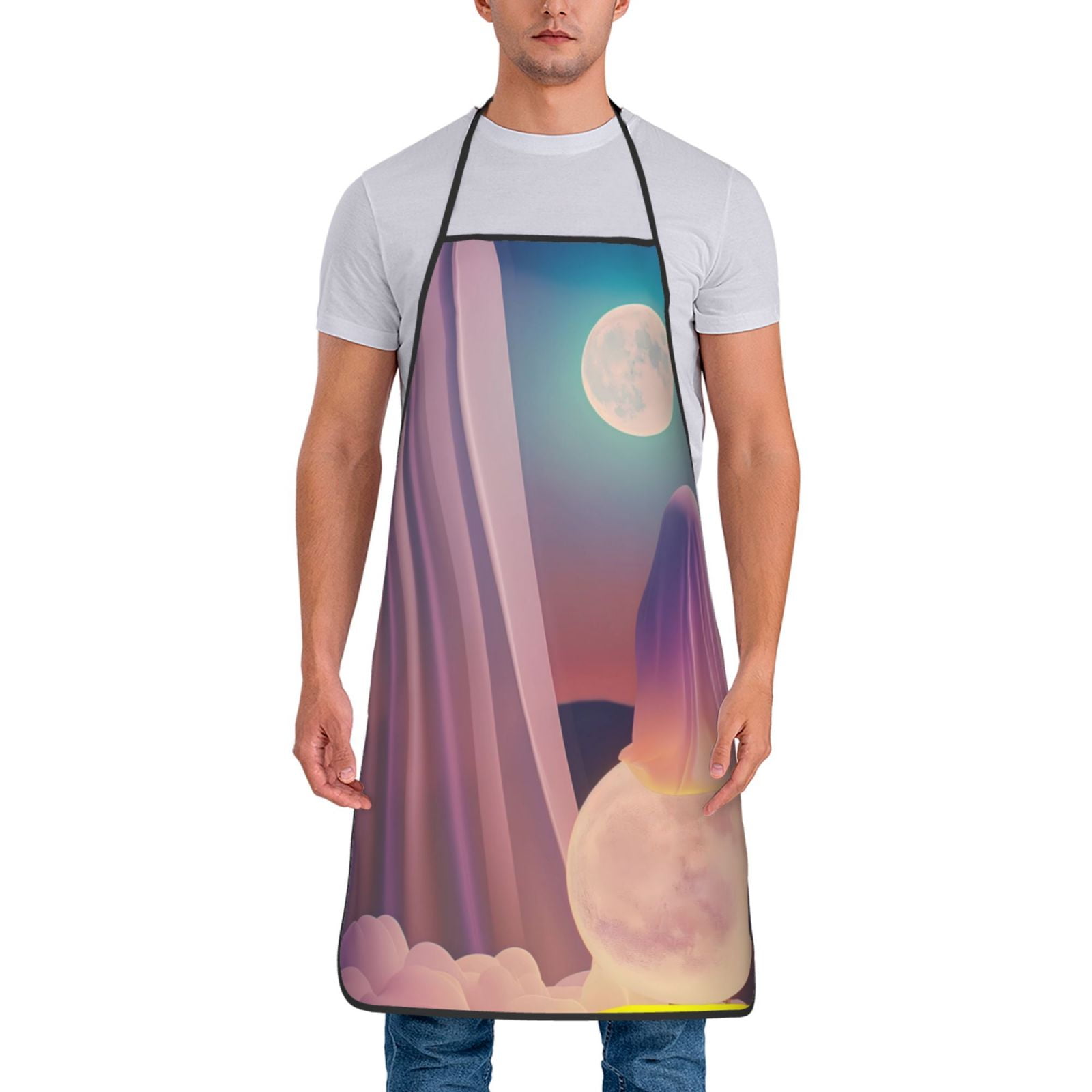 Fuzoiu Dreamy Moonlit Window Print Waterproof Apron, Kitchen Apron for ...