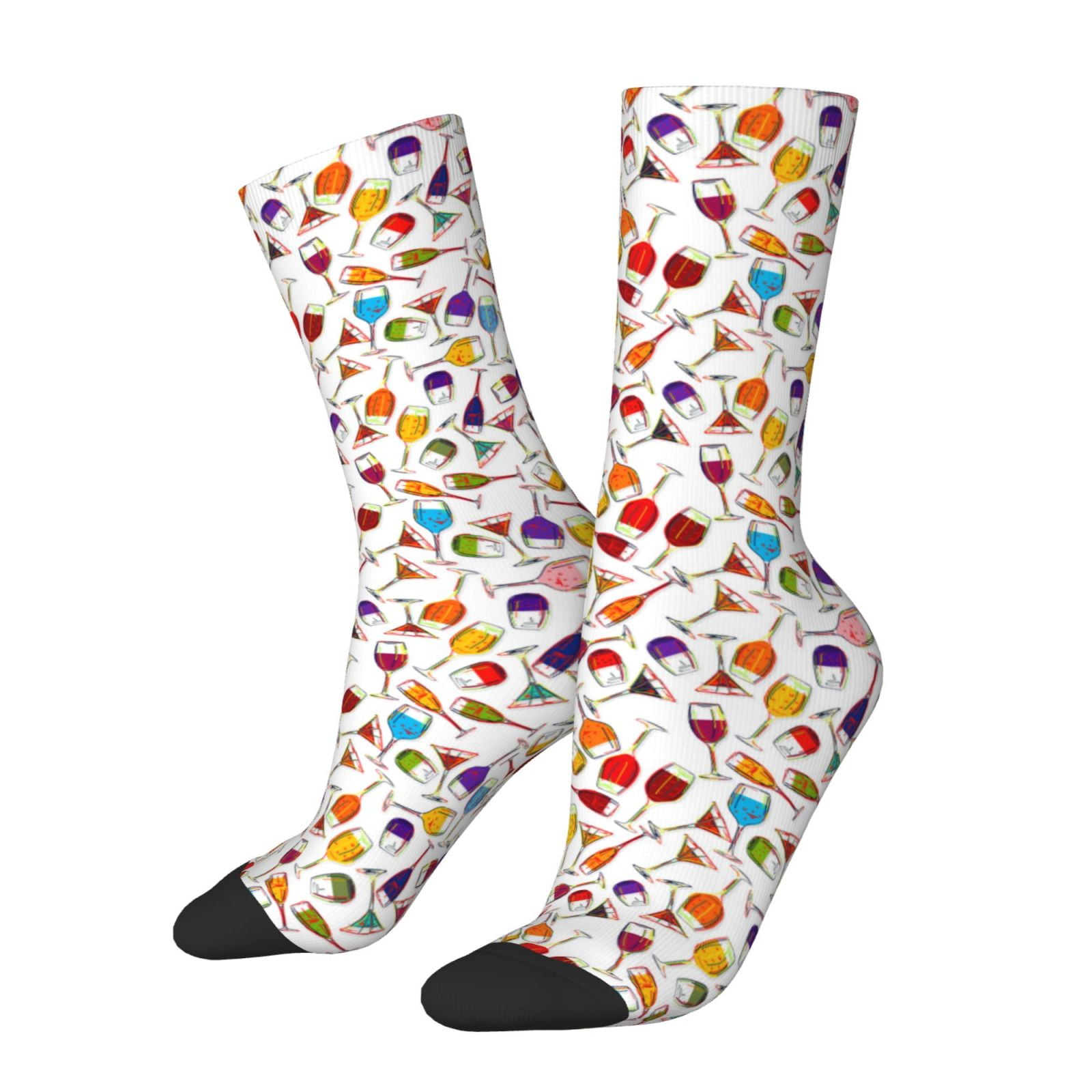 Fuzoiu Drink And Cocktail Glasses Print Athletic Crew Socks for Men ...