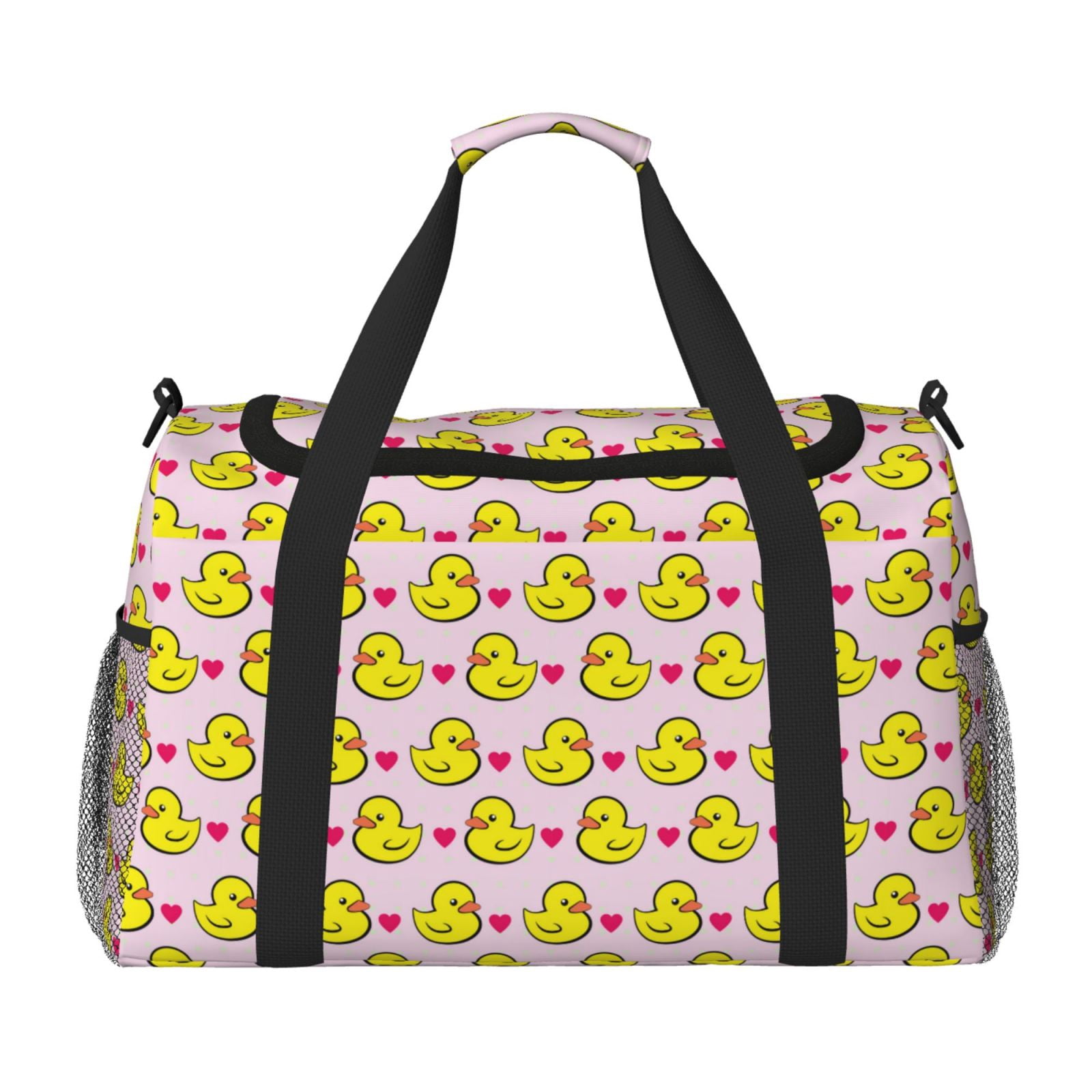 Fuzoiu Ducks And Pink Heart Print Travel Duffle Bag,Carry On Tote Bags ...
