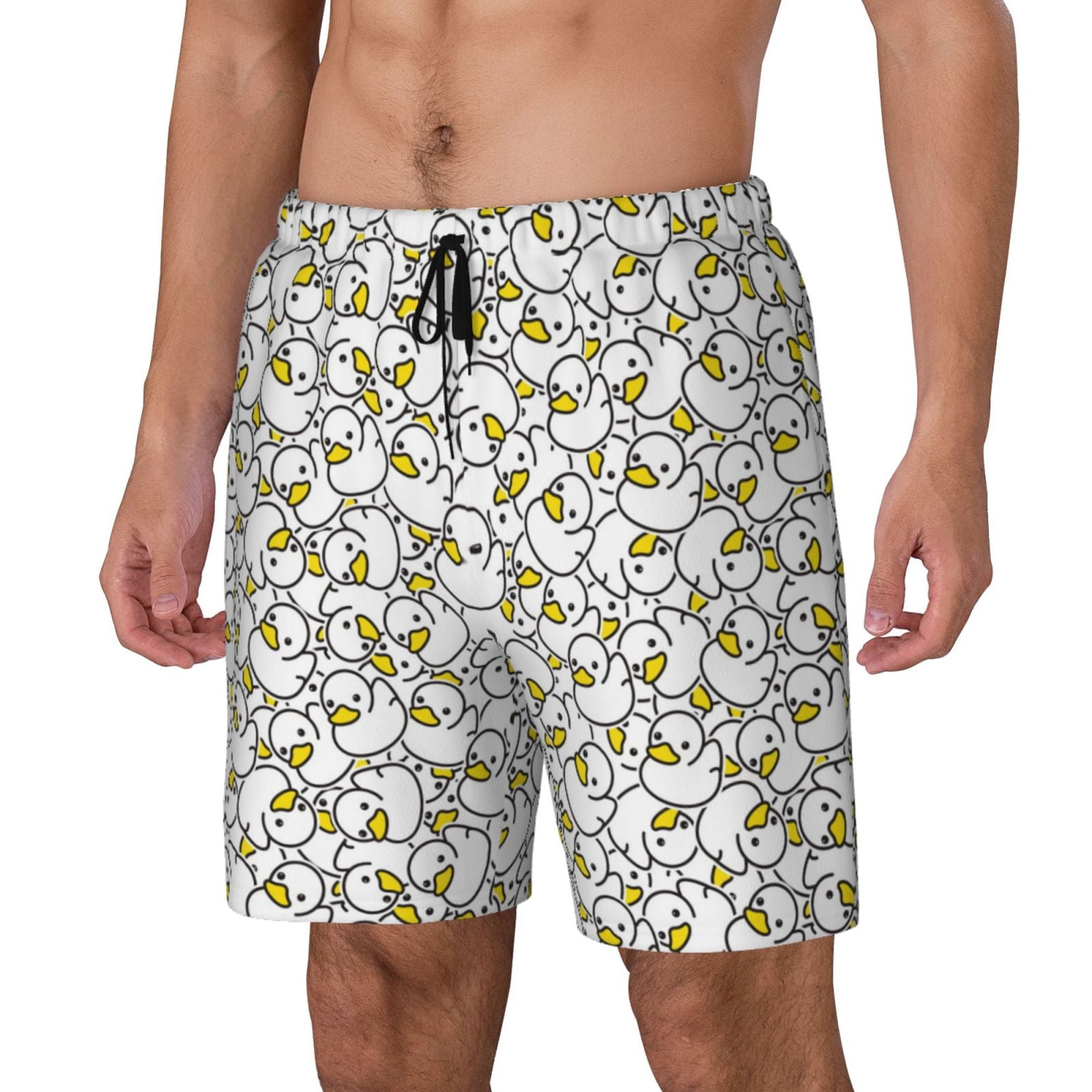 Fuzoiu Ducky Print Men's Swim Shorts,Quick-Dry Double-Layer Swim Trunks ...