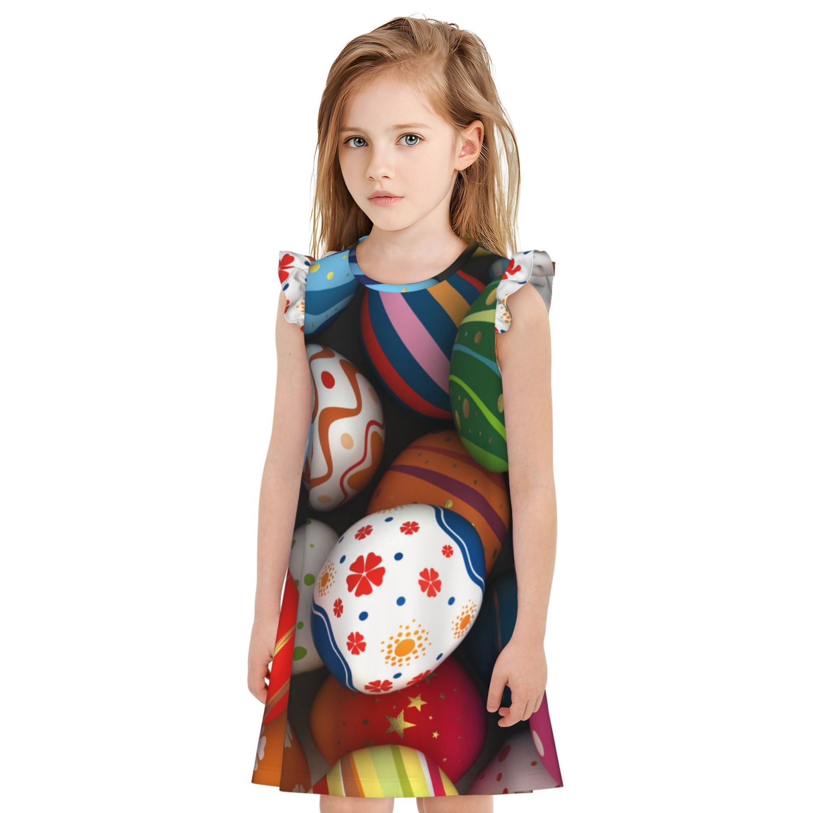 Fuzoiu Easter Egg Print Girls' Nightgowns Pajamas Dress,Girls ...