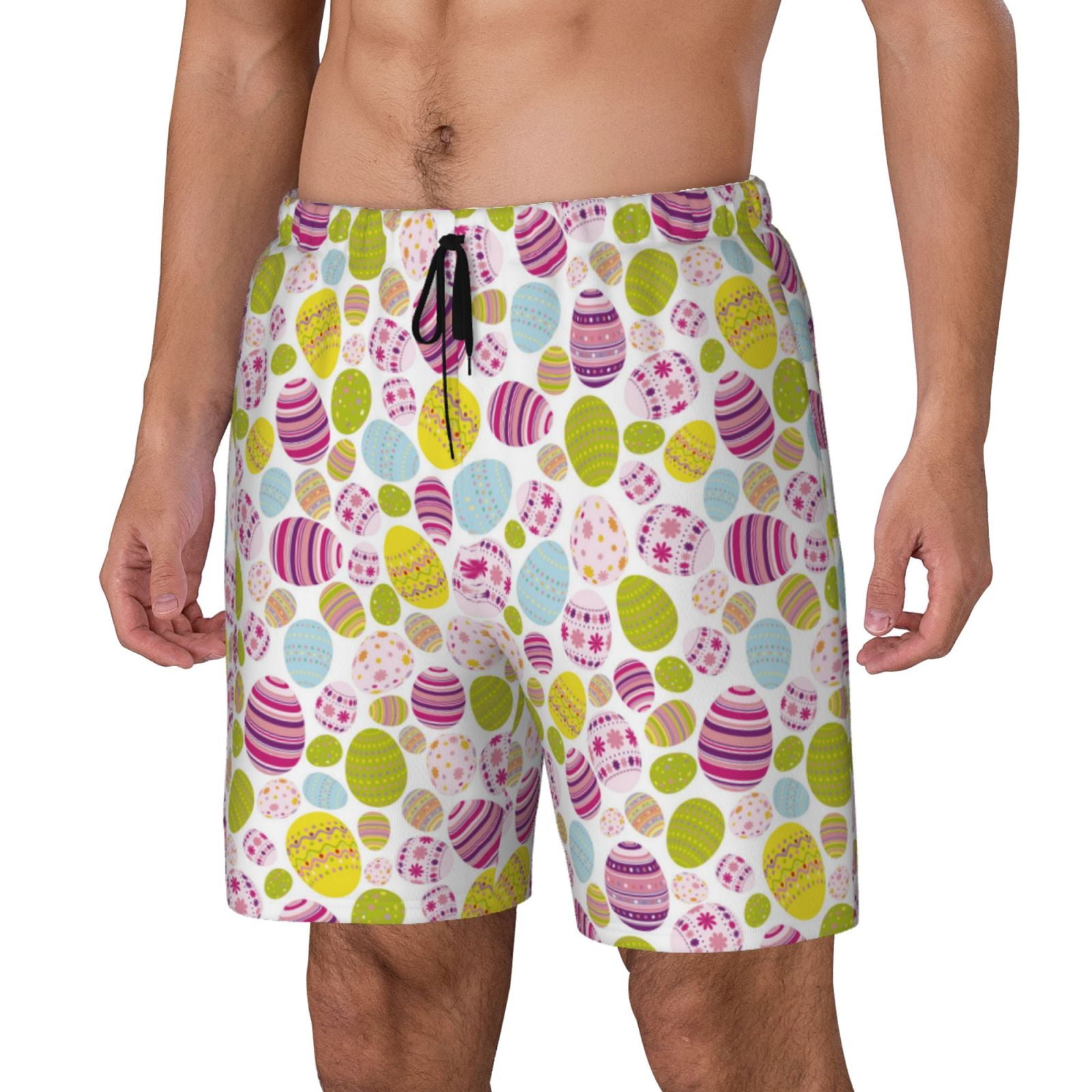 Fuzoiu Easter Egg Print Men's Swim Shorts,Quick-Dry Double-Layer Swim ...