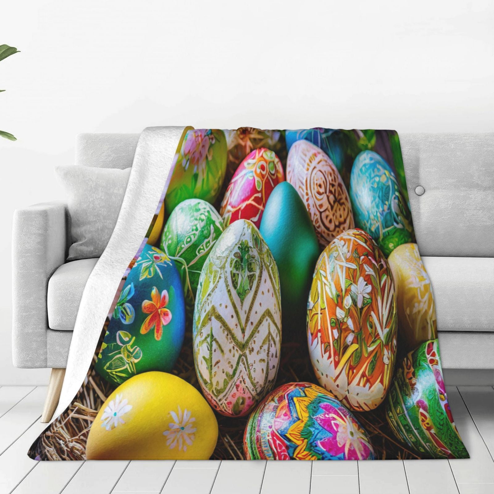 Fuzoiu Easter Eggs Print Ultra-Soft Micro Fleece Blanket,All Seasons ...