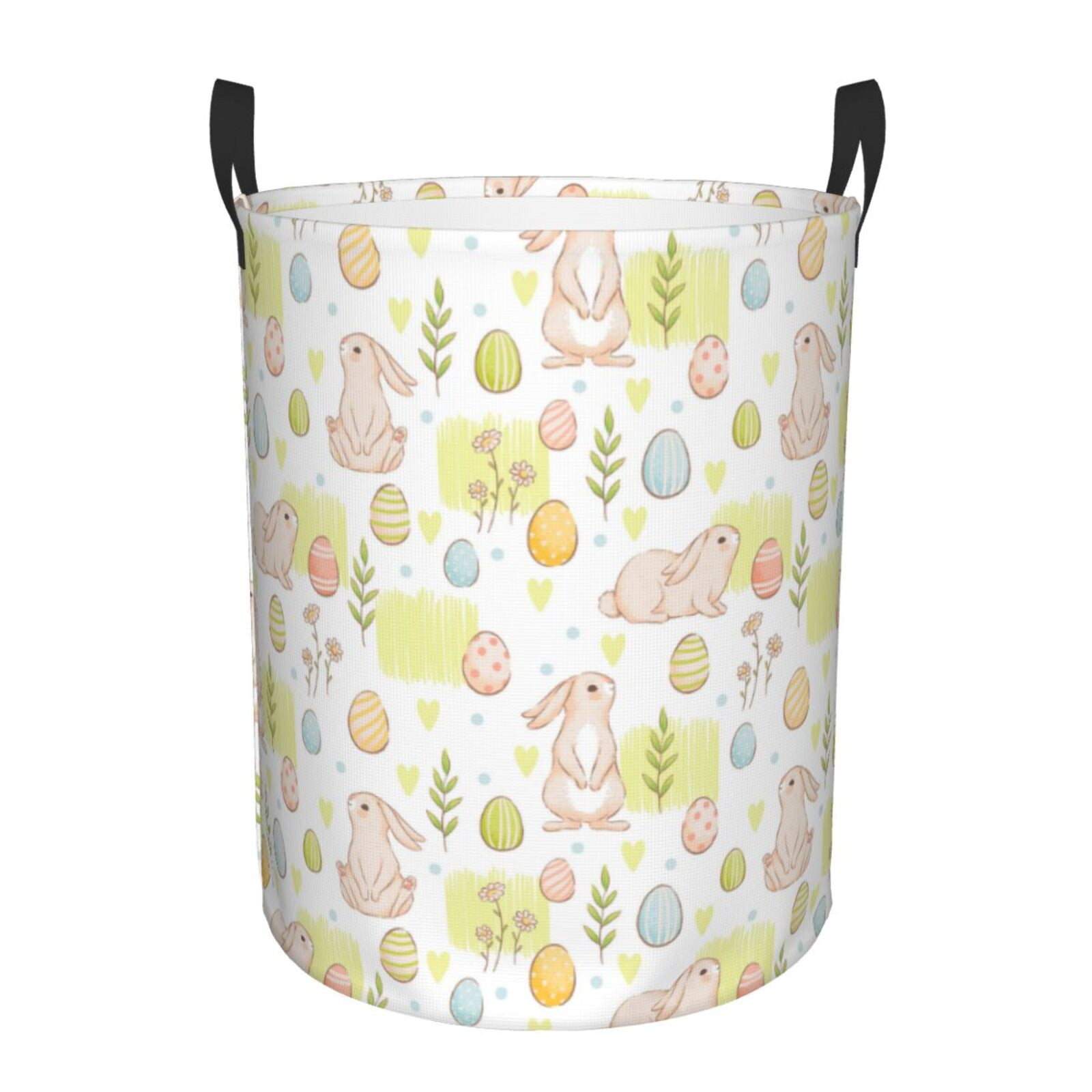 Fuzoiu Easter Rabbit Print Circular Hamper,Laundry Basket with Handle ...