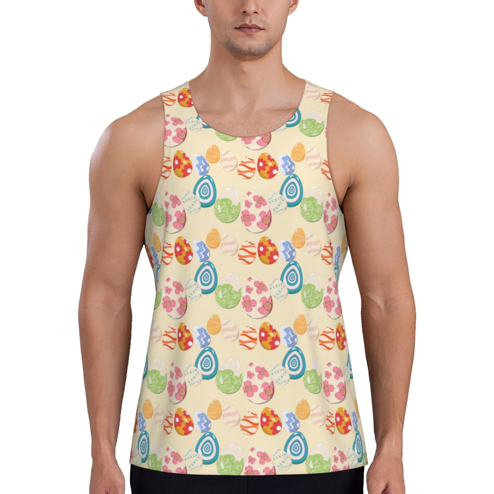 Fuzoiu Easter eggs Men's Workout Tank Tops,Sleeveless Gym Shirt Quick ...