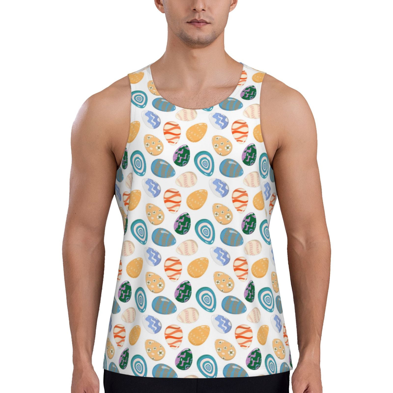 Fuzoiu Easter eggs Men's Workout Tank Tops,Sleeveless Gym Shirt Quick ...