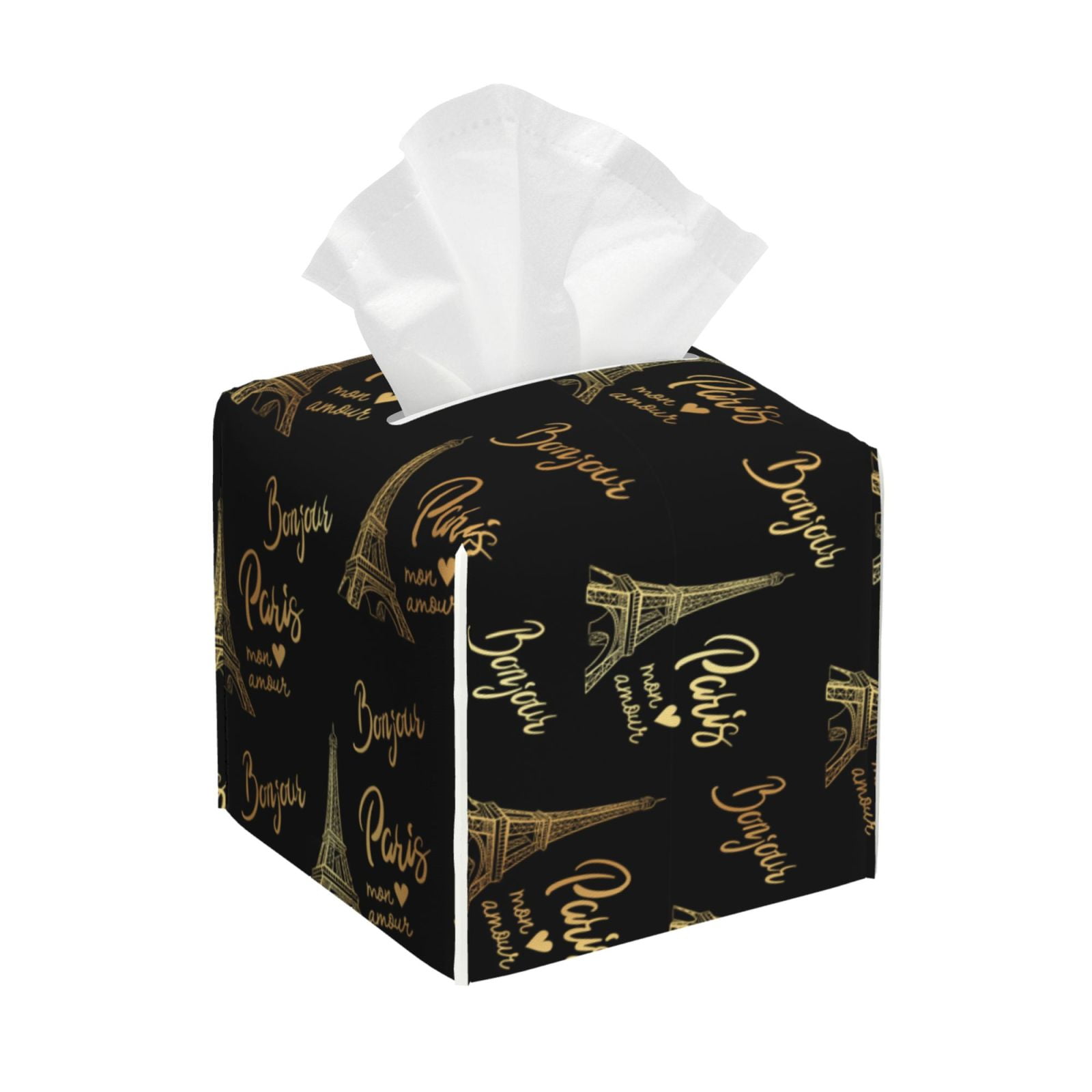 Fuzoiu Eiffel Tower Print Tissue Box Cover Holder, Square Leather ...