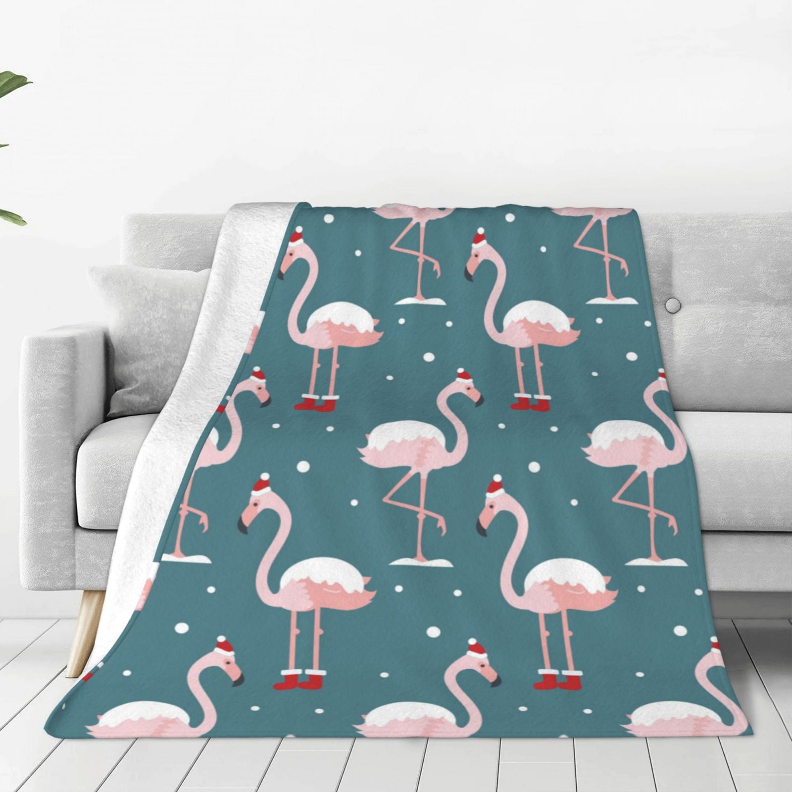 Fuzoiu Elegant Flamingo Wearing A Christmas Hat Print Ultra-Soft Micro ...