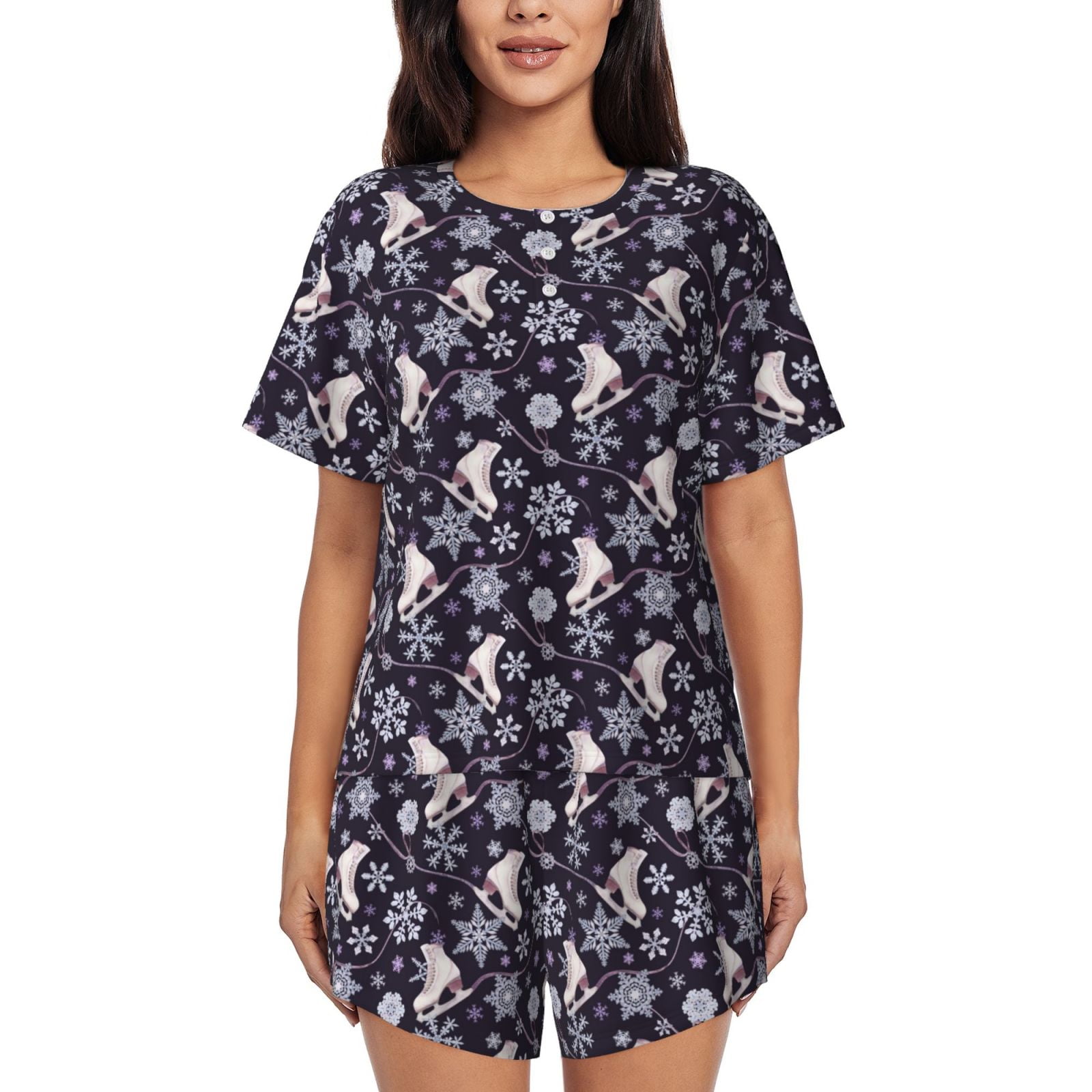 Fuzoiu Elegant ice skates snowflakes A Print Women's Short-Sleeved ...