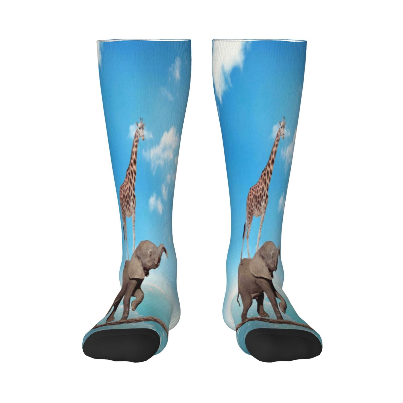 Fuzoiu Elephant Giraffe Print Adult Stockings,Crew Socks,Unisex Fashion ...