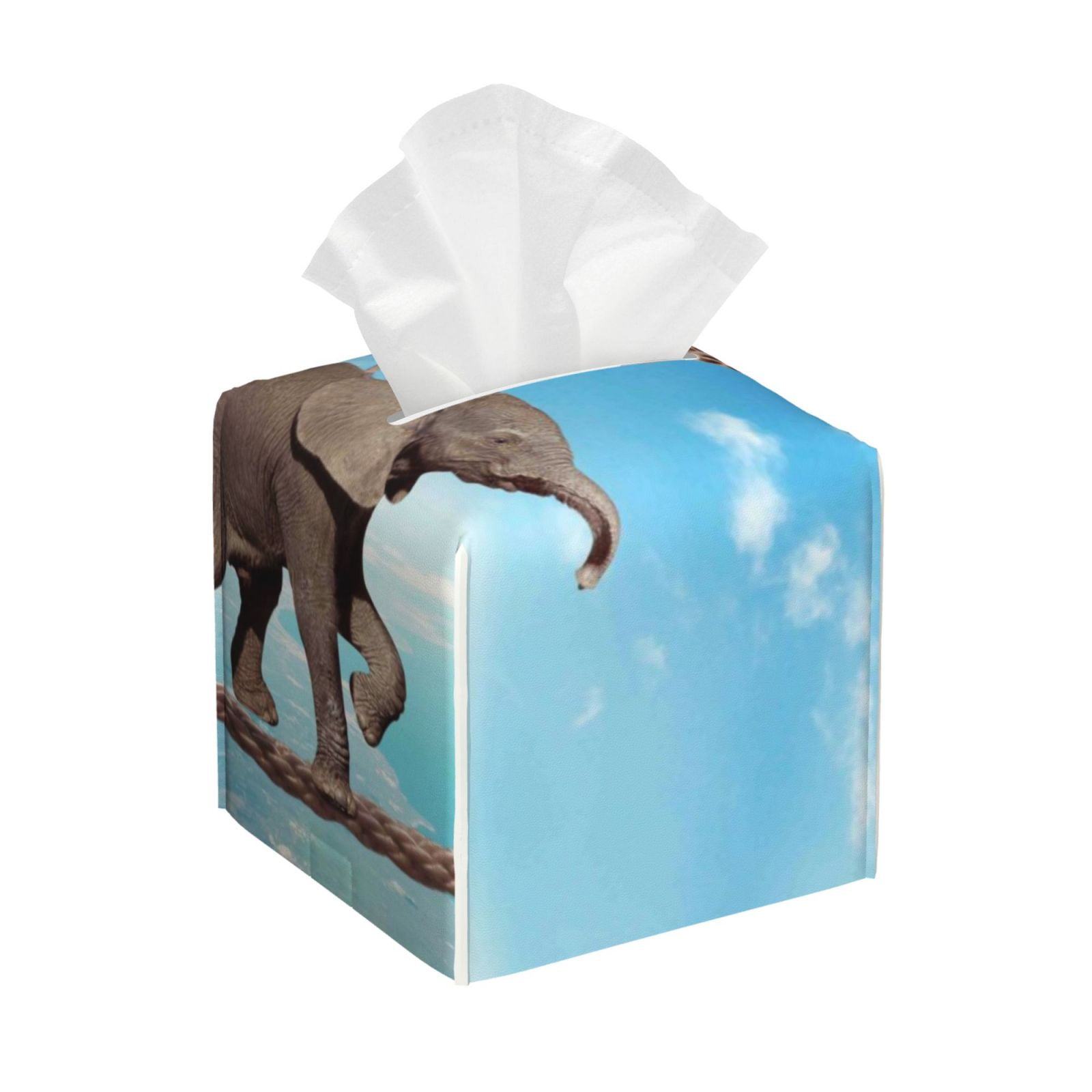 Fuzoiu Elephant Giraffe Print Tissue Box Cover Holder, Square Leather ...