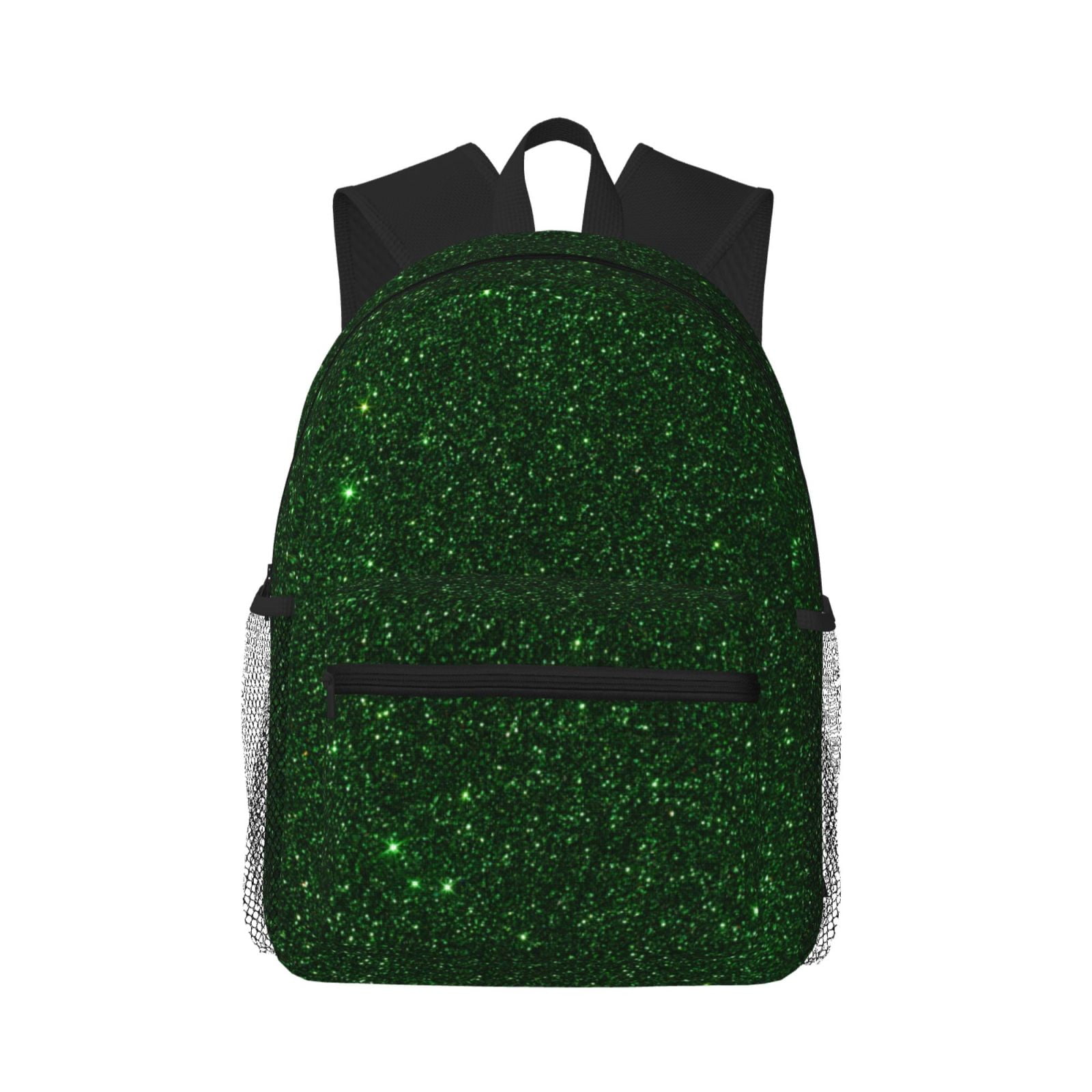Fuzoiu Emerald Green Sparkling Print School Backpack for Teens,Large ...
