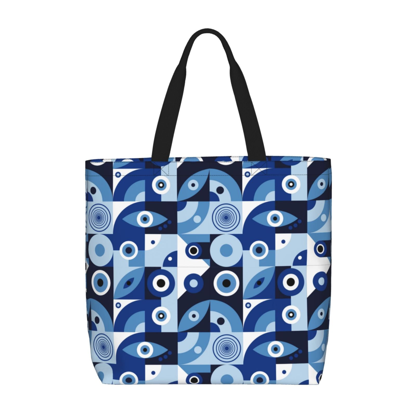 Fuzoiu Evil Eye Print Durable Tote Bag,Shoulder Bag with Zipper Closure ...