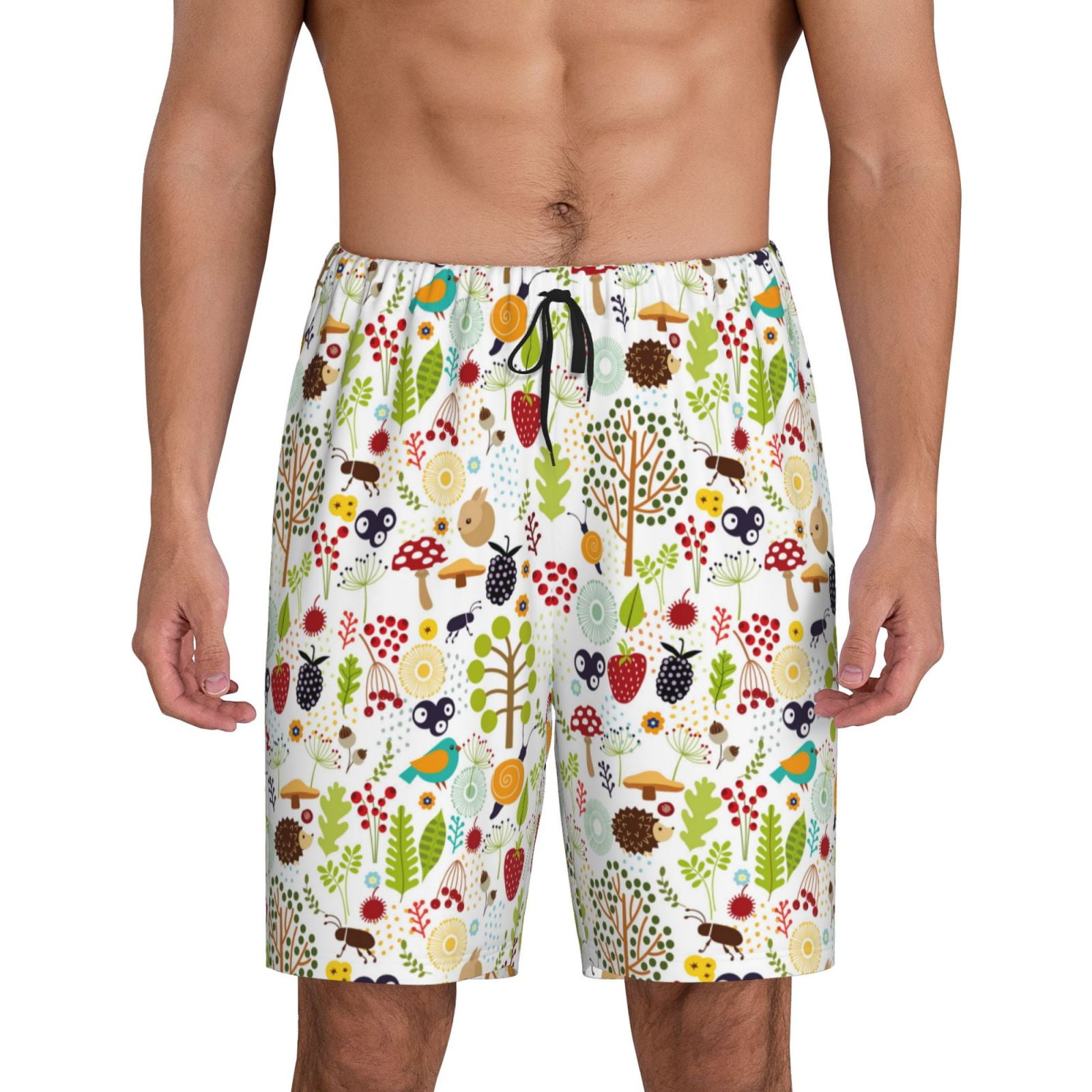 Fuzoiu Fall Animals Print Pajama Shorts for Men, Men's Pajama Bottoms ...