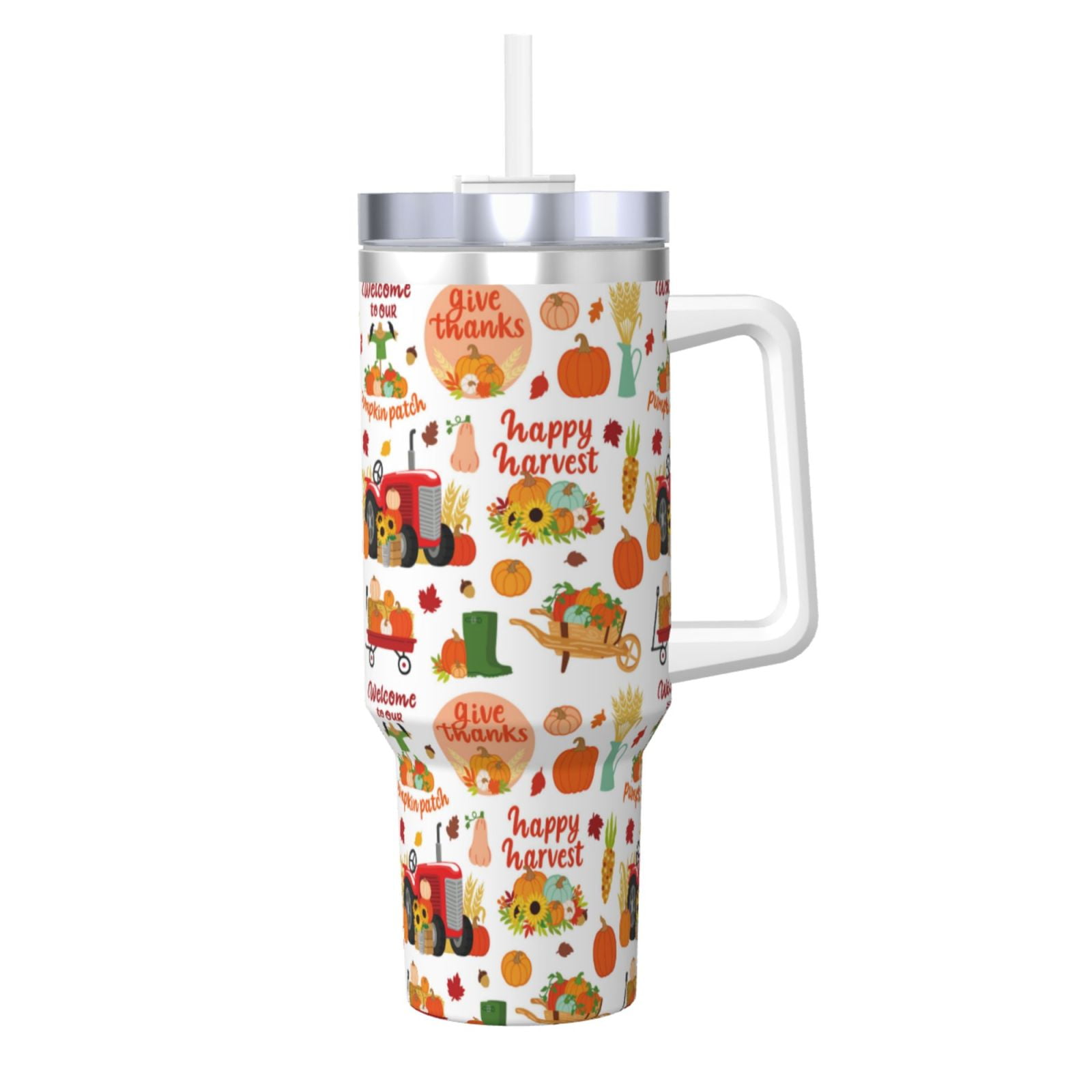 Fuzoiu Fall Farm Pumpkin Print 40OZ Ice Bully Stainless Steel Insulated ...