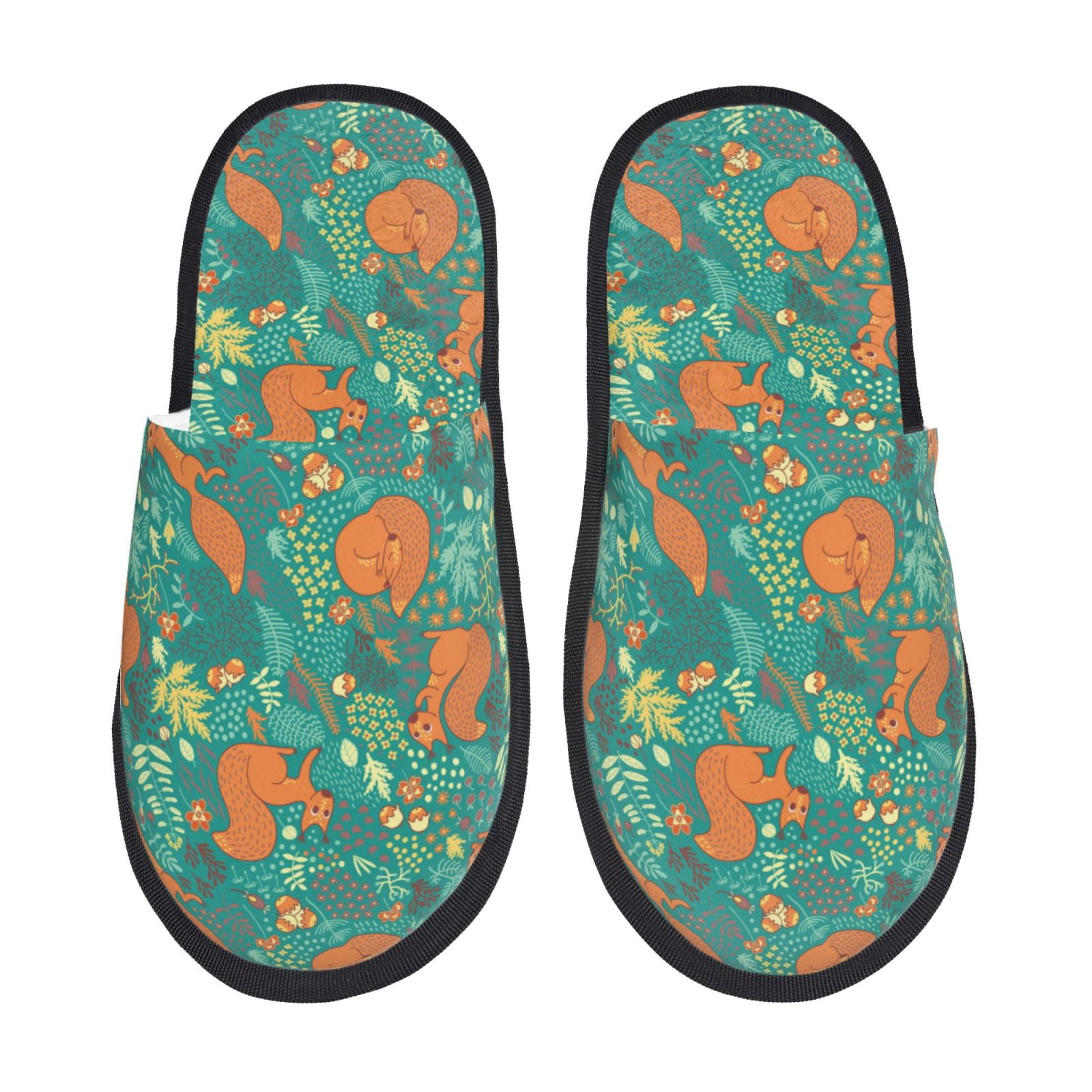 Fuzoiu Fall Forest Squirrel Print Unisex Furry Slippers,Plush Indoor ...