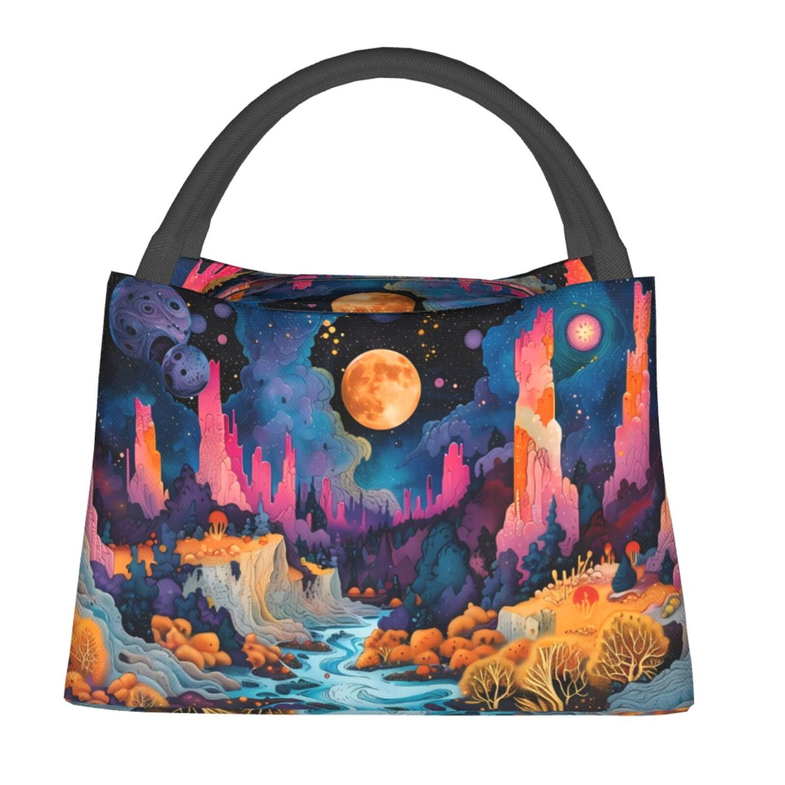 Fuzoiu Fantasy Cosmic Landscape Print Portable Insulation Lunch Bag ...