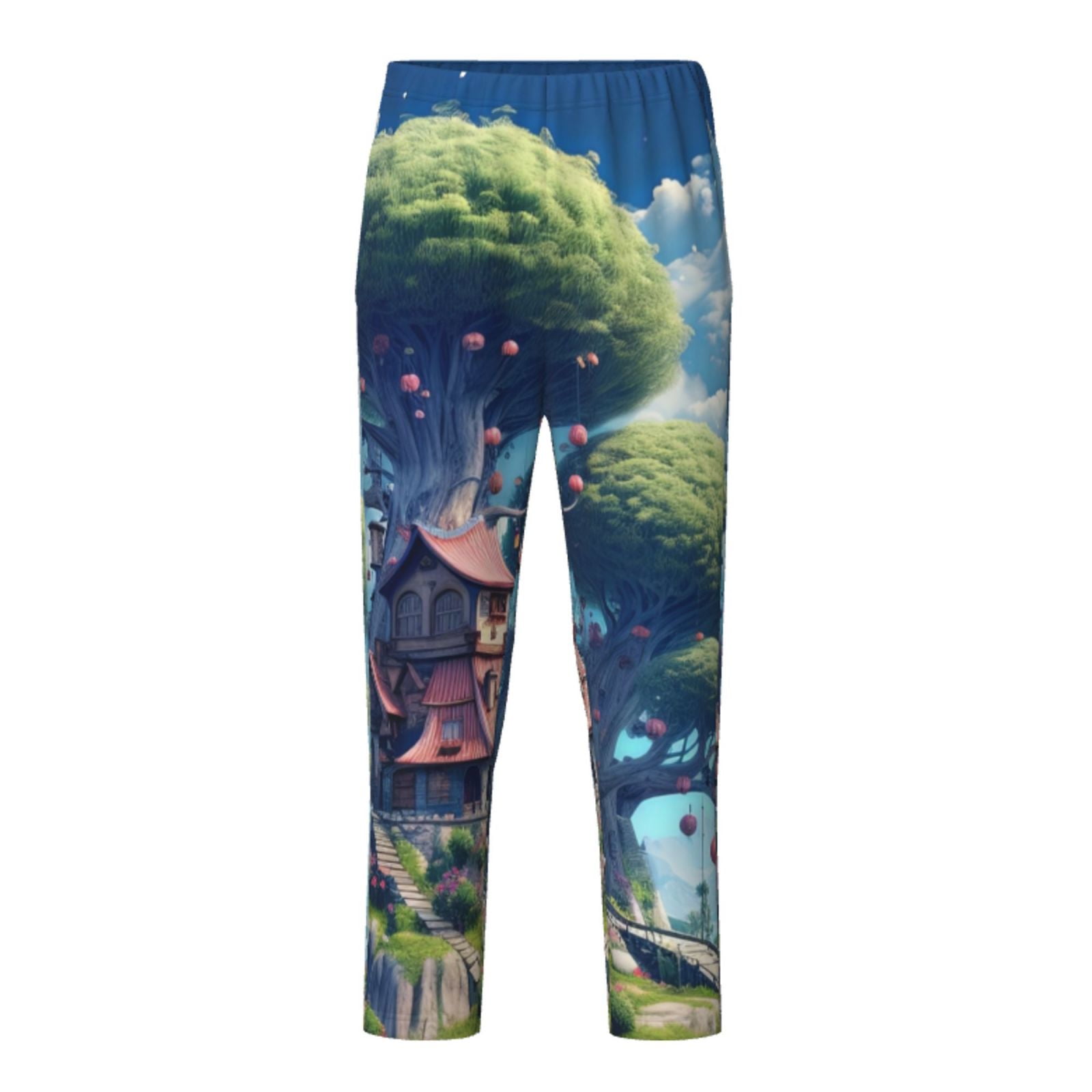 Fuzoiu Fantasy Treehouse Planet Scene Print Teenagers' Pajama Pants ...