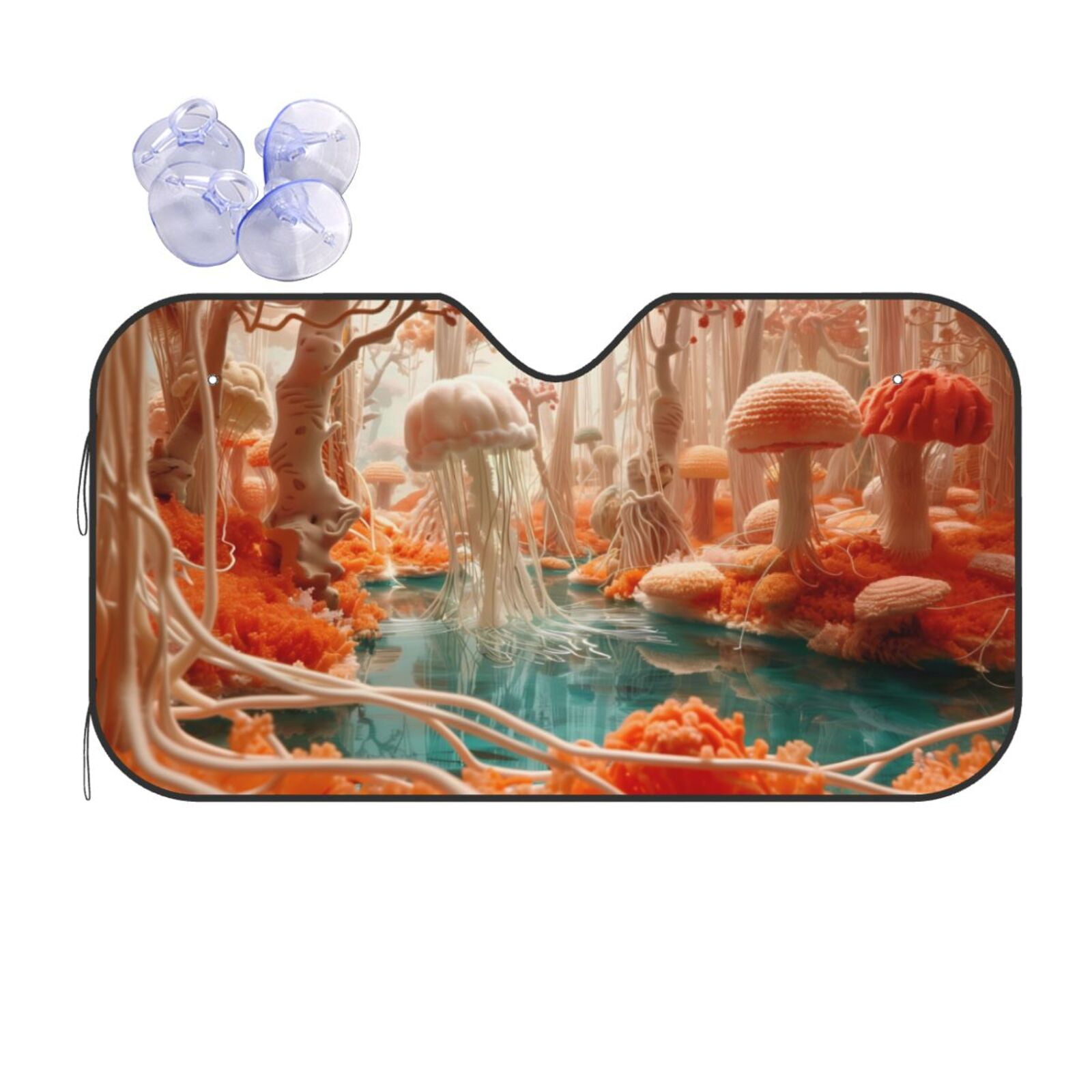 Fuzoiu Fantasy Underwater Jellyfish Print Car Windshield Sun Shade ...