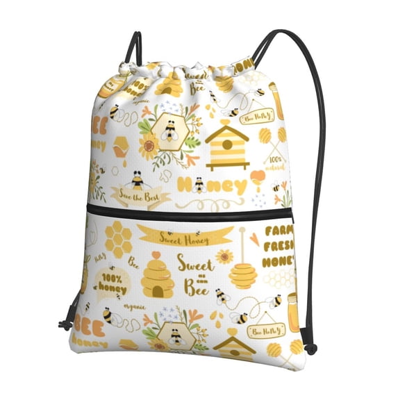 Fuzoiu Farm Bee Cute Honey Print Drawstring Backpack Water Resistant ...