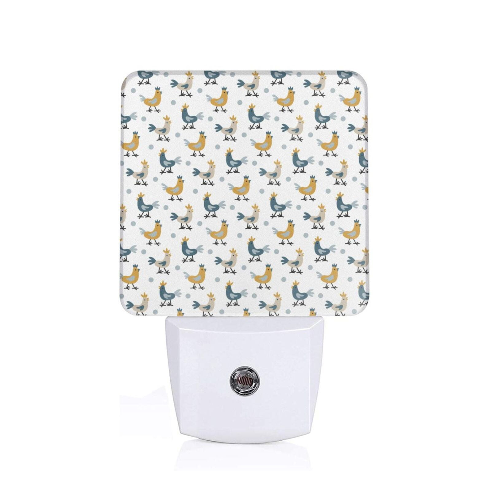 Fuzoiu Farm Roosters Print Dusk to Dawn LED Night Light with Light ...