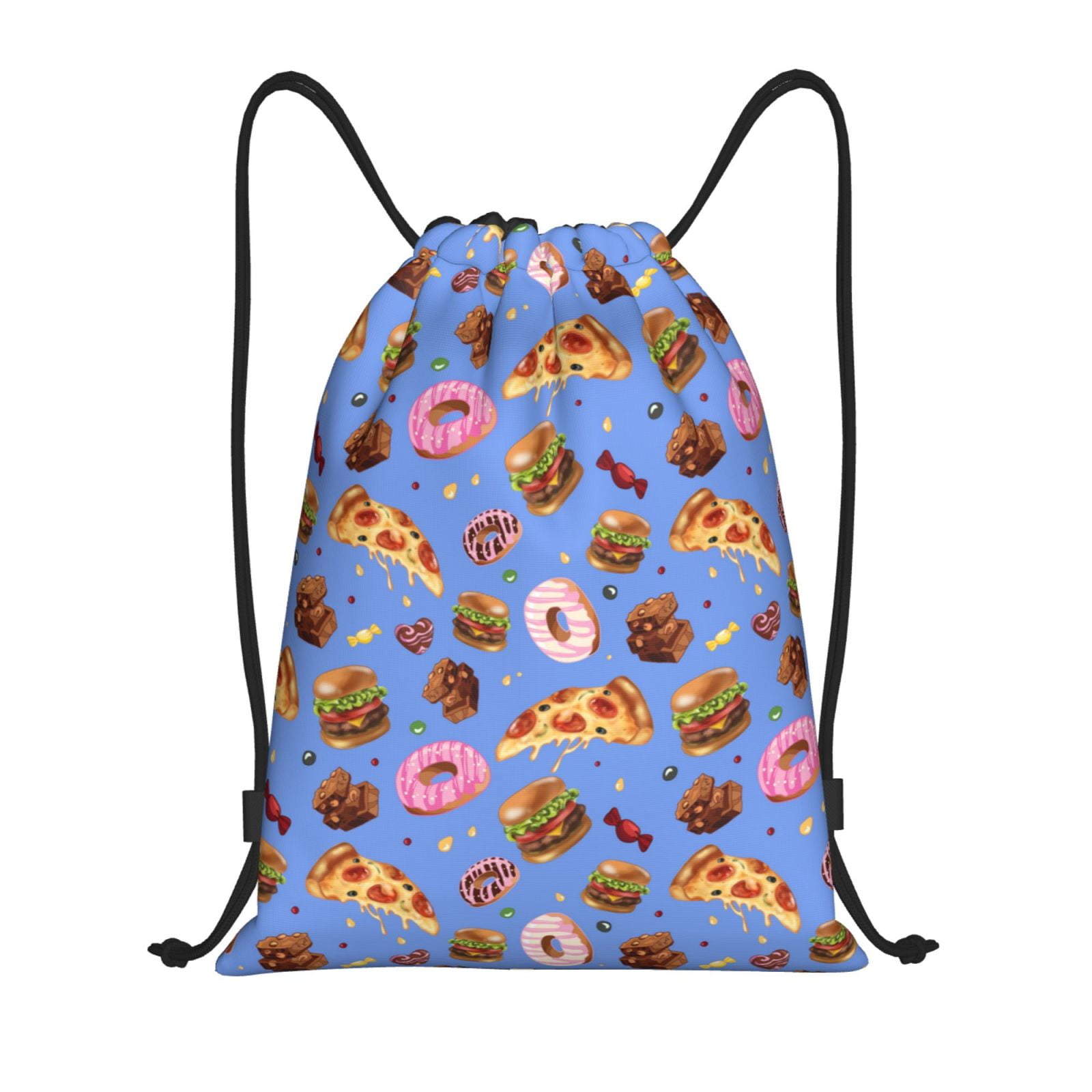 Fuzoiu Fastfoods Print Drawstring Backpack for Gym, Travel, Yoga,Sports ...