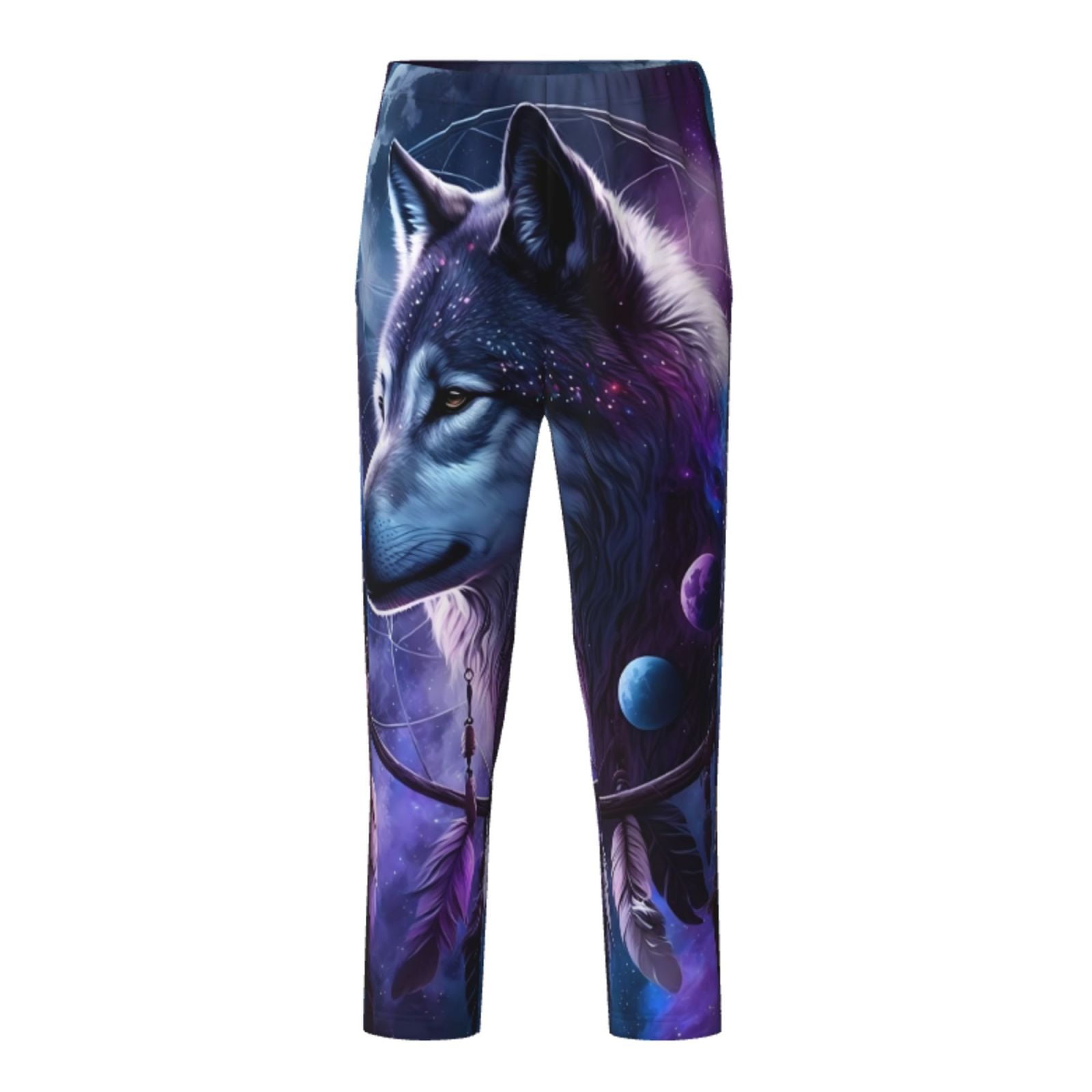Fuzoiu Feathered Wolf Print Teenagers' Pajama Pants,Lounge Pants with ...