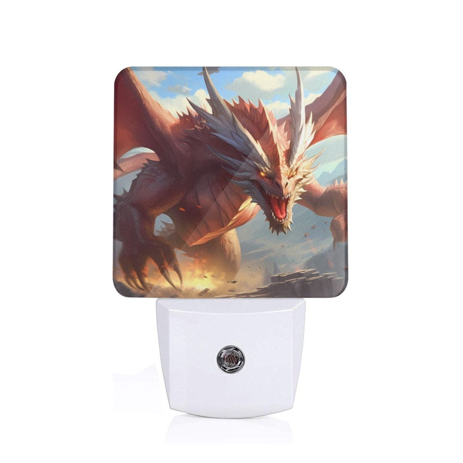 Fuzoiu Ferocious Dragon Fury Print Dusk to Dawn LED Night Light with ...