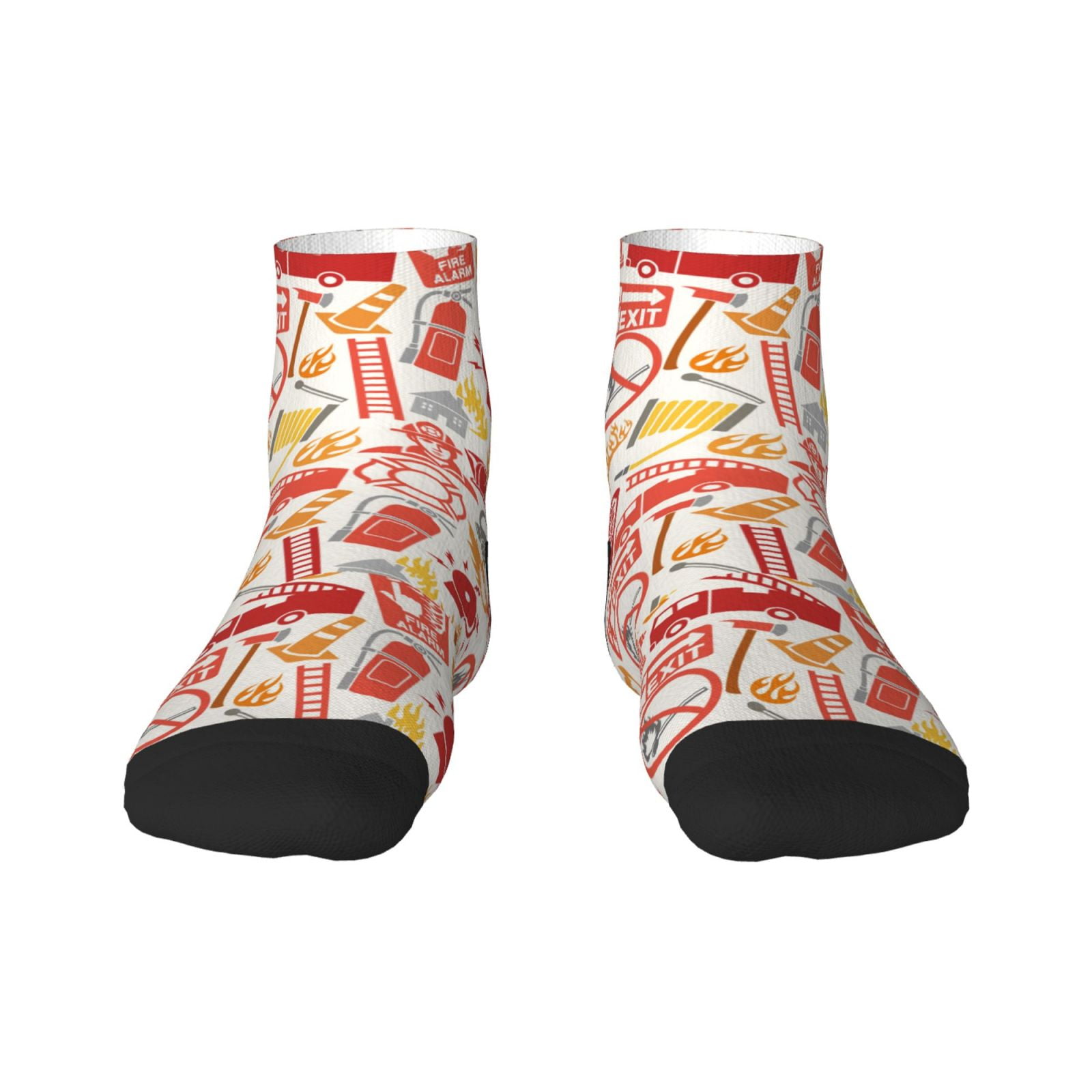 Fuzoiu Firefighter Icons Print Adult Socks, Crew Moisture-wicking Socks ...