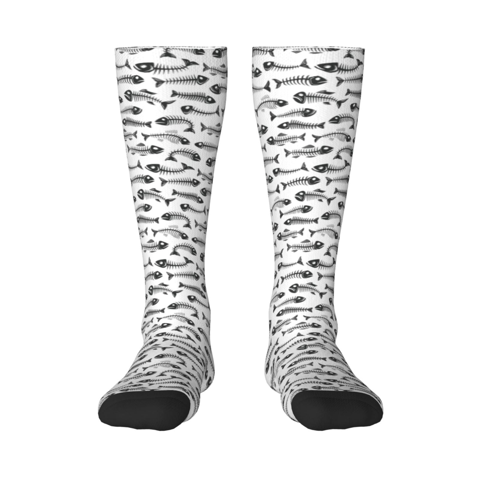 Fuzoiu Fish Bones Print Adult Stockings,Crew Socks,Unisex Fashion Socks ...