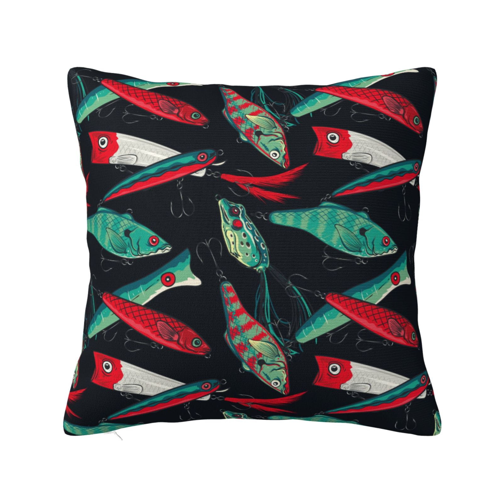 Fuzoiu Fishing Lure Print Square Pillow Cover,Hidden Zipper Design ...