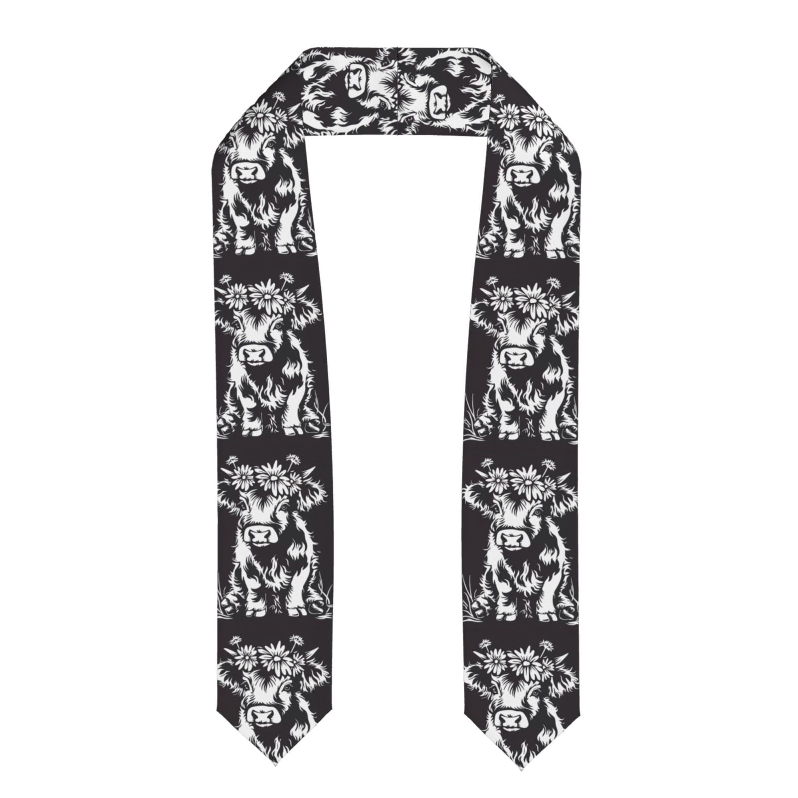Fuzoiu Floral Cow Silhouette Print Graduation Sash,Graduation Stole ...