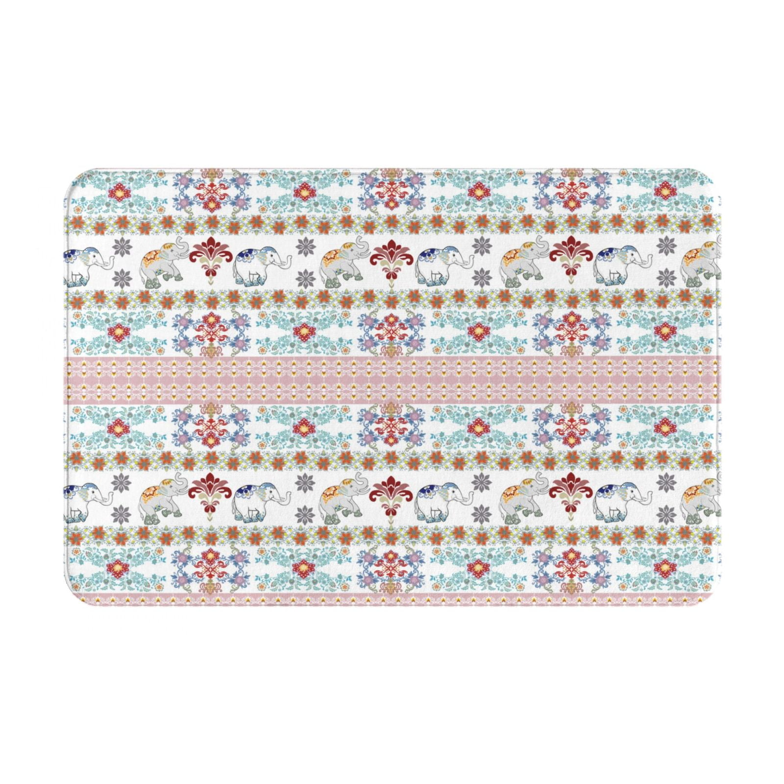 Fuzoiu Floral Elephant Print Door Mat Outdoor Indoor Welcome Mats ...