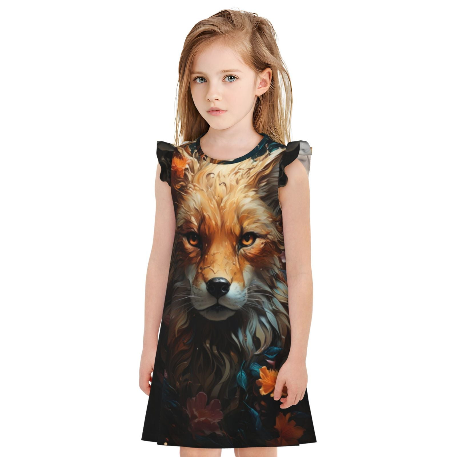 Fuzoiu Floral Fox Print Girls' Nightgowns Pajamas Dress,Girls ...