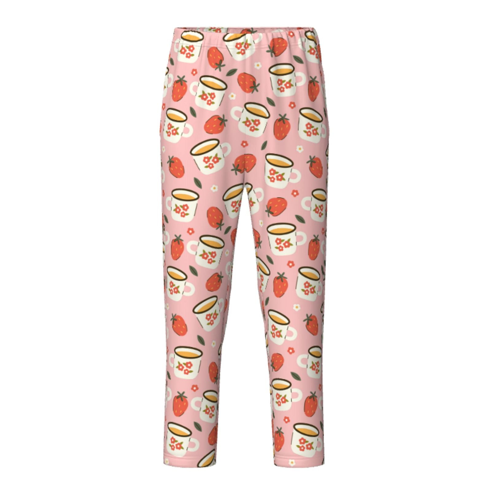 Fuzoiu Floral Mugs And Strawberries Print Teenagers' Pajama Pants ...
