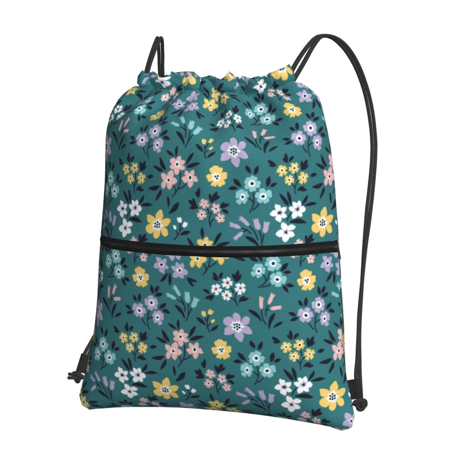 Fuzoiu Floral Print Drawstring Backpack Water Resistant String Bag ...