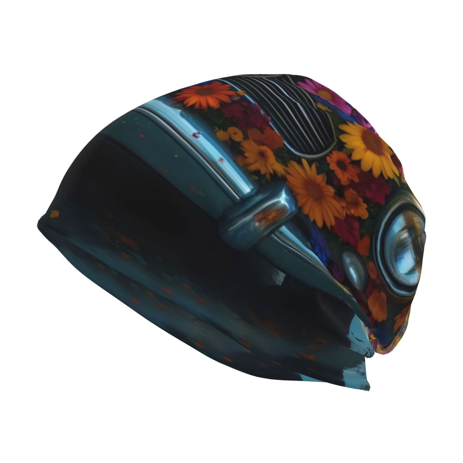 Fuzoiu Flower Covered Vintage Car Print Winter Beanie Hat for Men ...