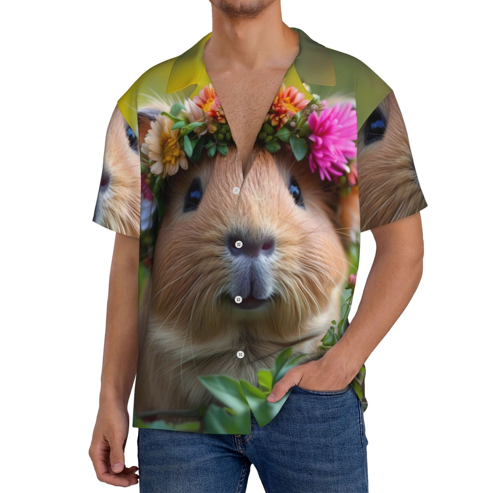 Fuzoiu Flower Crown Guinea Pig Print Men's Casual Short,Men's Short ...
